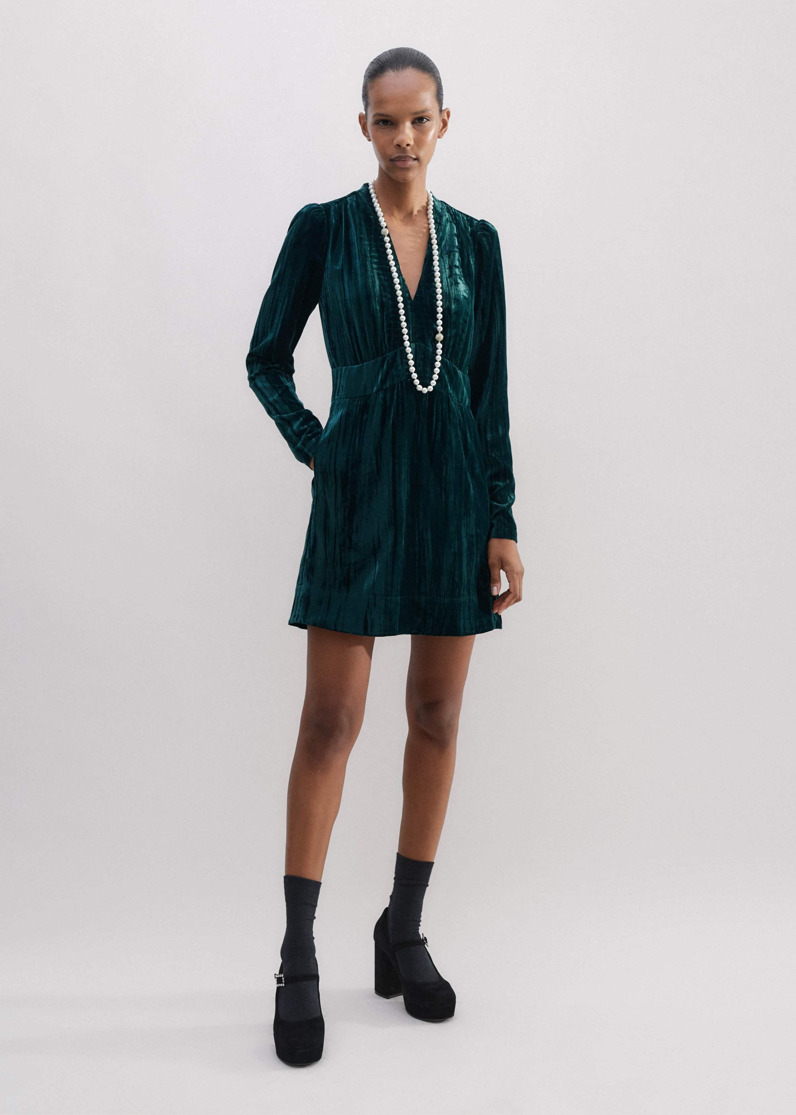 Women's Green Crush Velvet Mini Dress | ME+EM