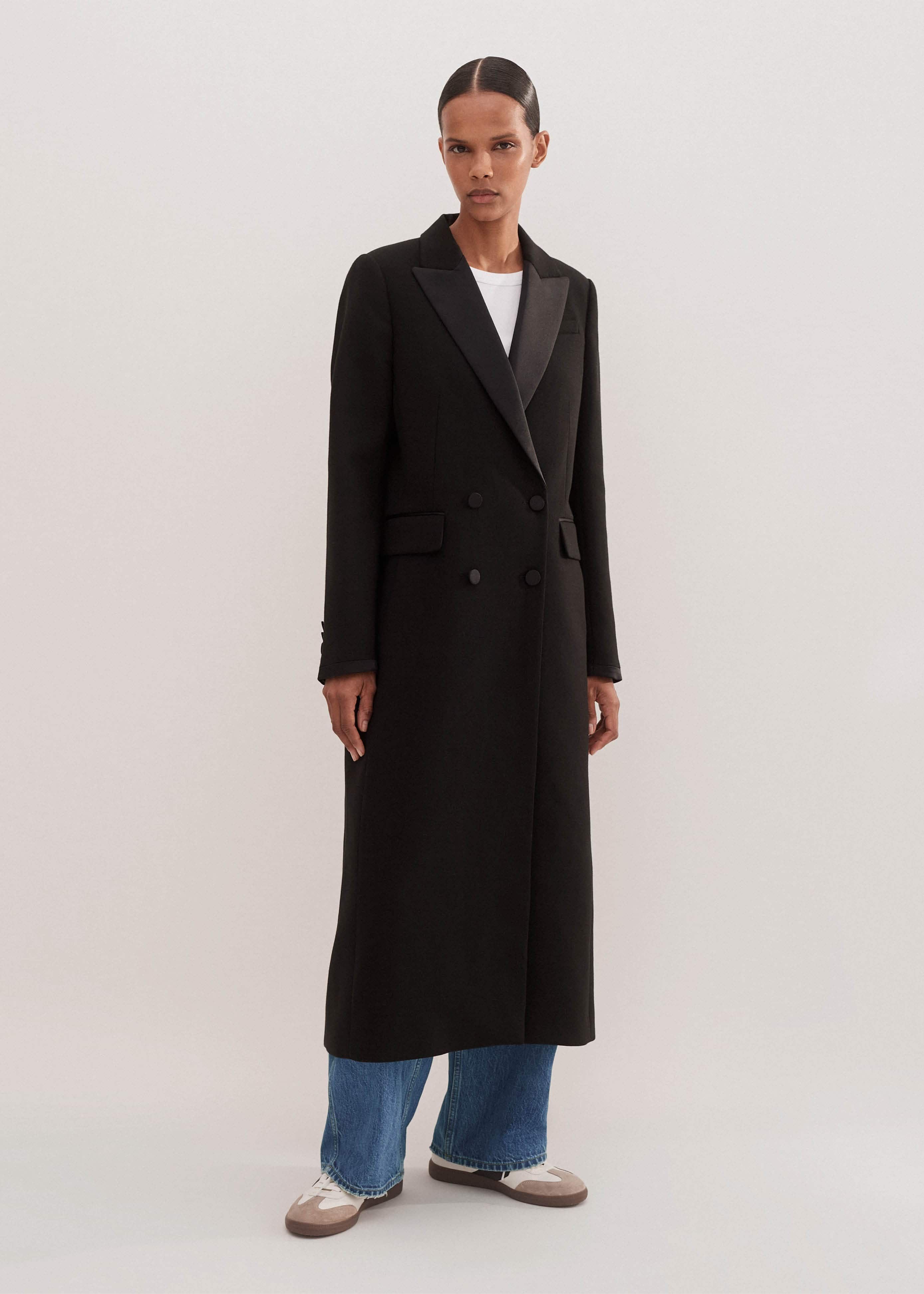 Women's Black Forever Midi Tux Coat | ME+EM