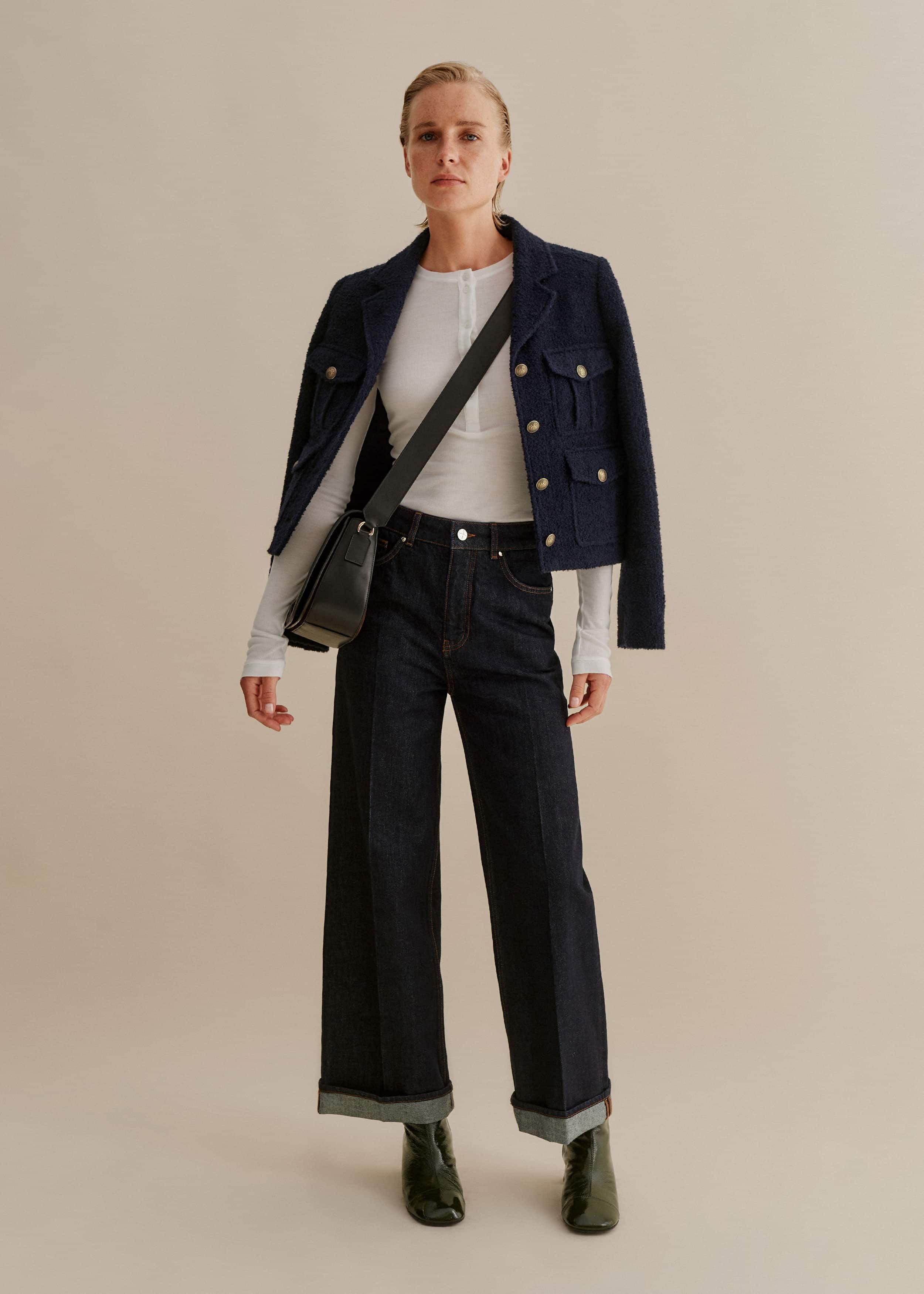 Indigo Crease Front Turn Up Wide-Leg Jean | Women's Denim | ME+EM