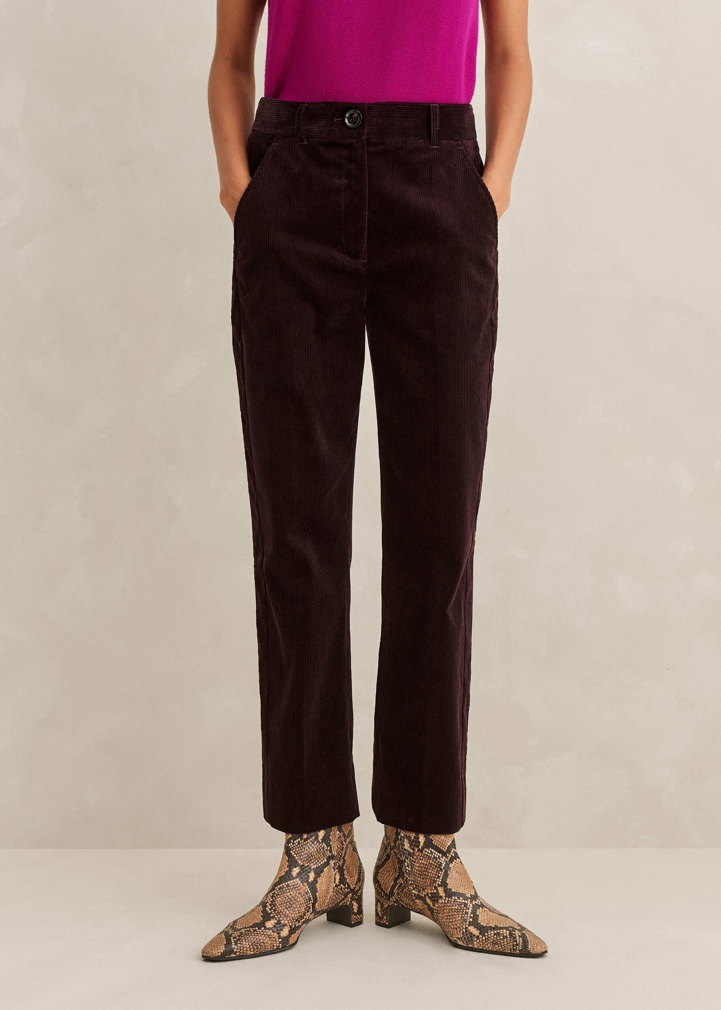 Red Fine Cord Slim Crop Trouser | Women's Cord Trousers | ME+EM