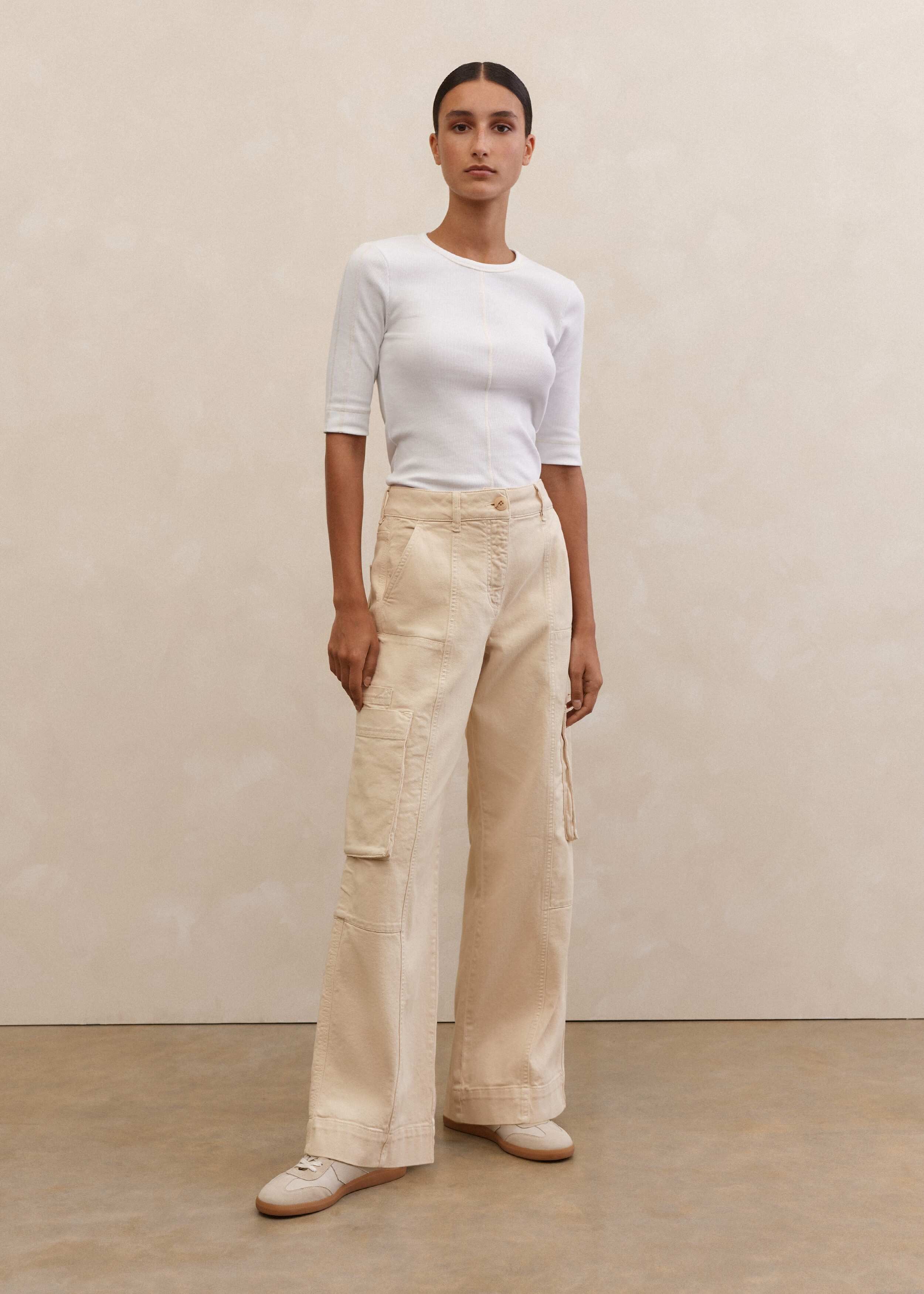 Light Cream Cotton Cargo Trouser | Women's Casual Trousers | ME+EM