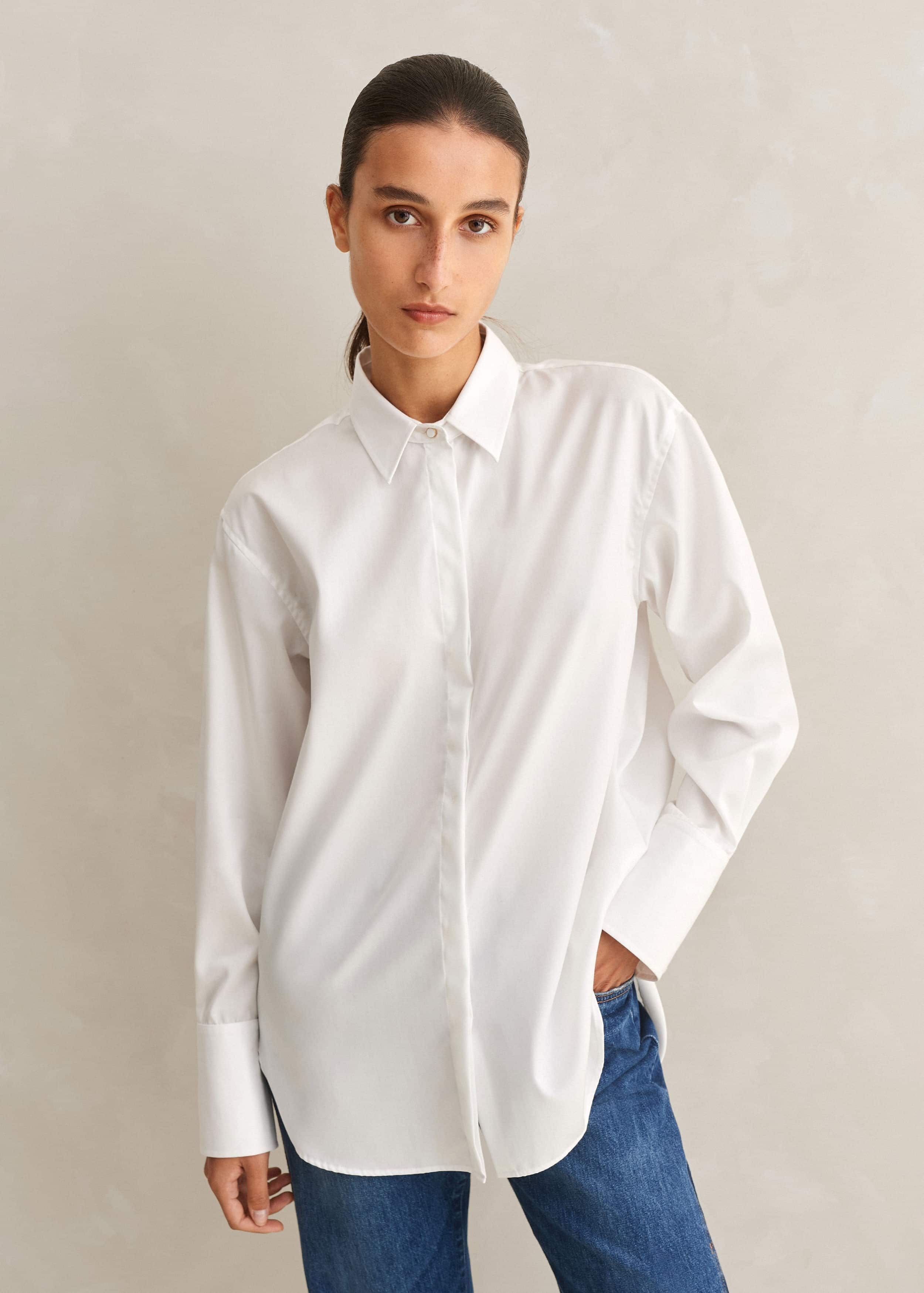 White Crease Less Cotton Relaxed Boyfriend Shirt | Women's Woven Tops ...