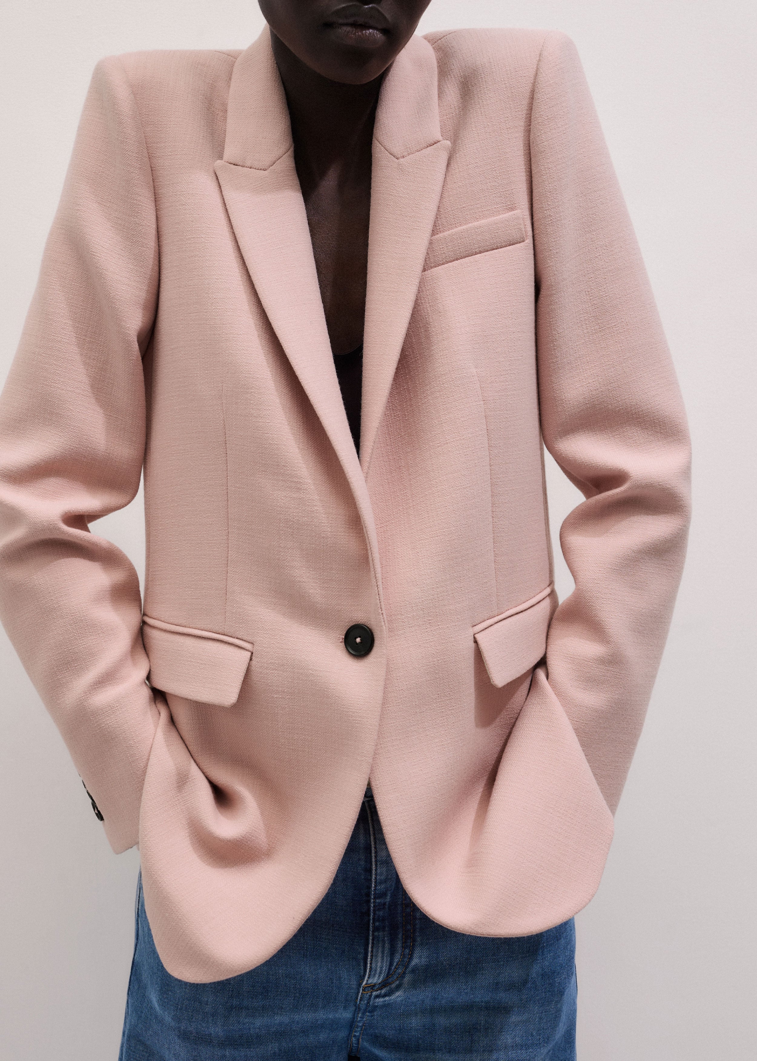 Women's Pink Sharp Shoulder Blazer | ME+EM
