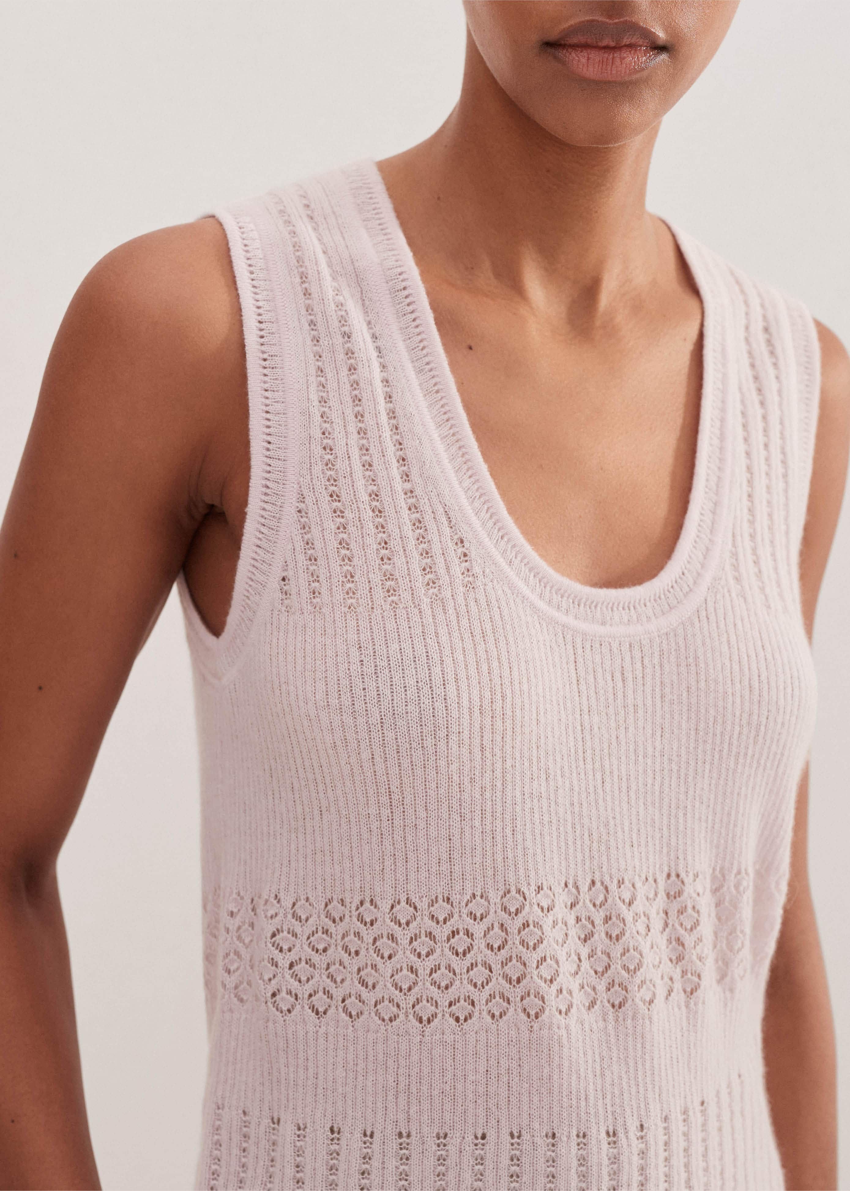 Women's Purple Merino Cashmere Silk Lace Stitch Knit Vest | ME+EM