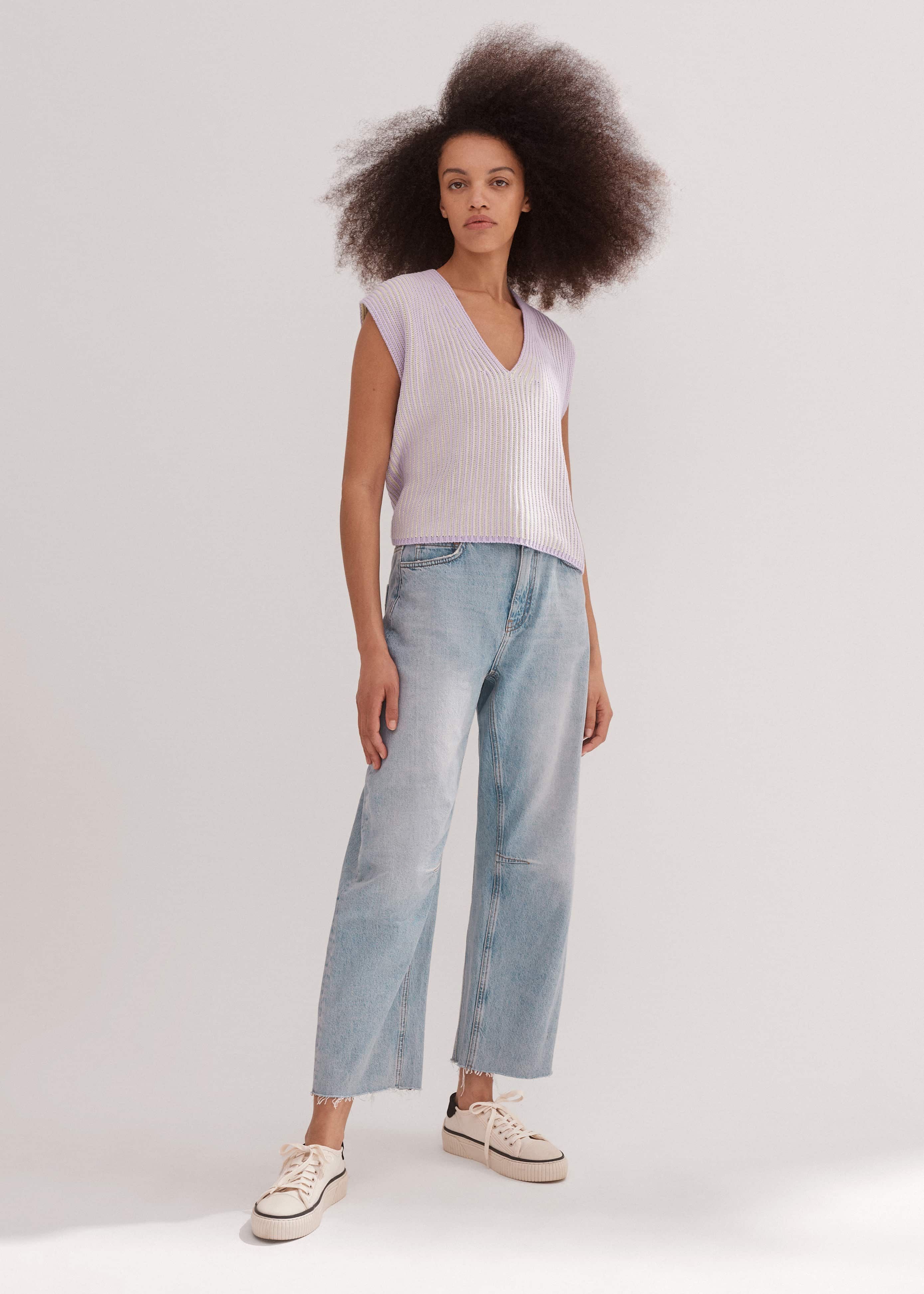 Women's Lilac Soft-Touch Rib Cotton Knit Vest | ME+EM