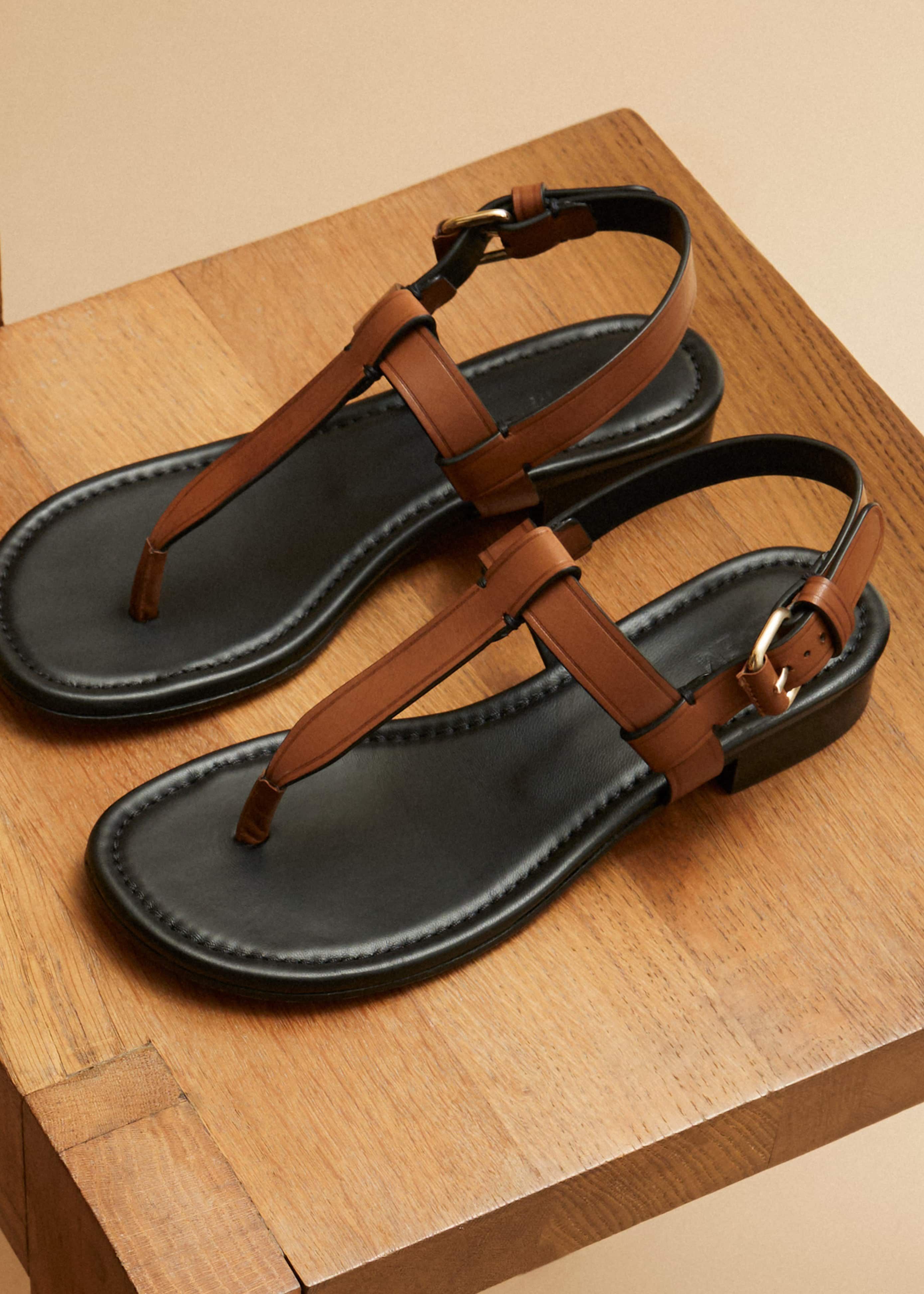 Women's Tan T-Bar Flat Sandal | ME+EM