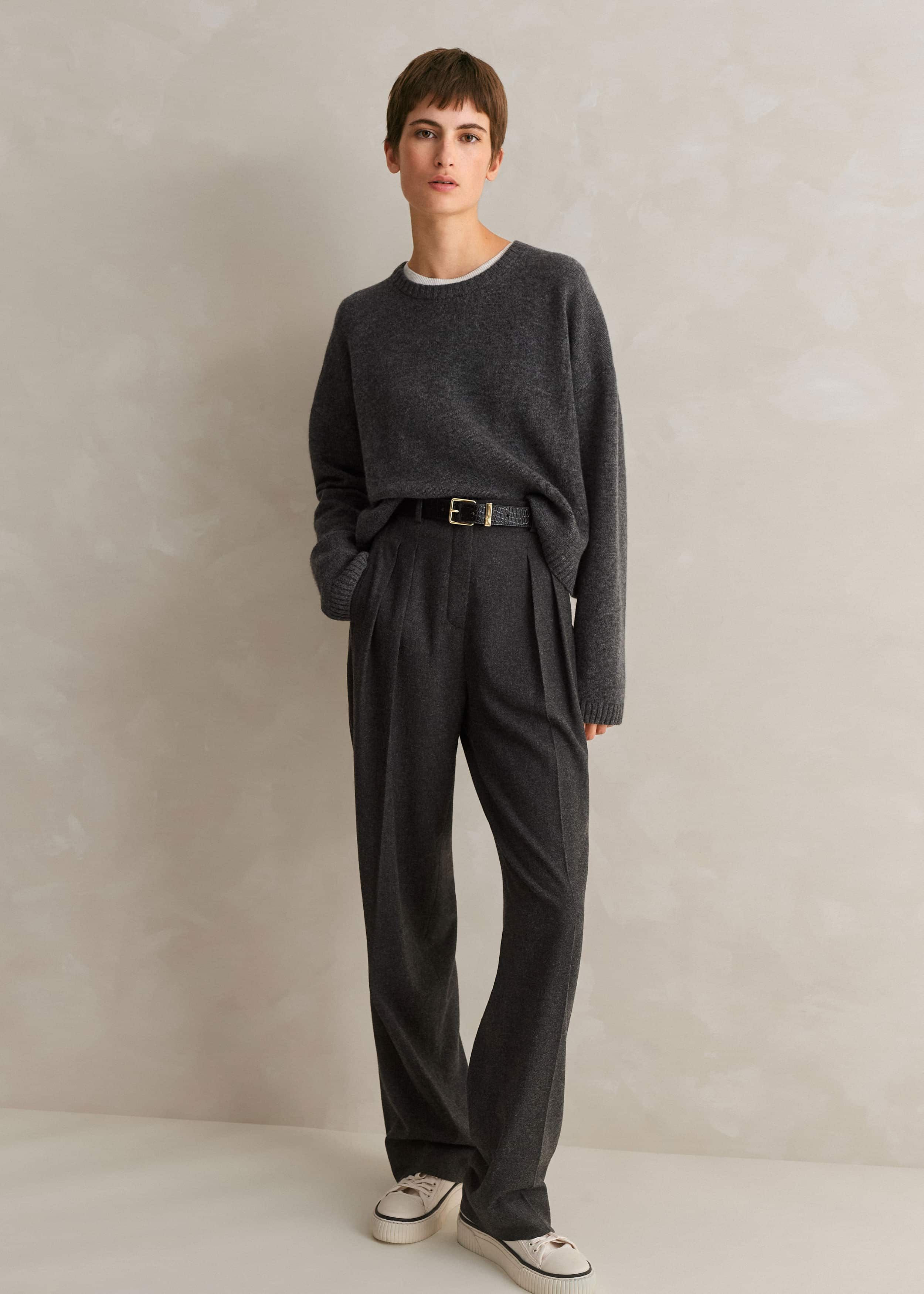 Women's Grey Elongated Tapered Trouser | ME+EM