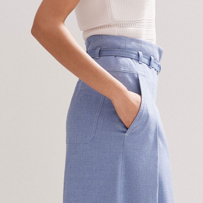 Women's Blue Chambray Tailoring Super Wide-Leg Pant | ME+EM