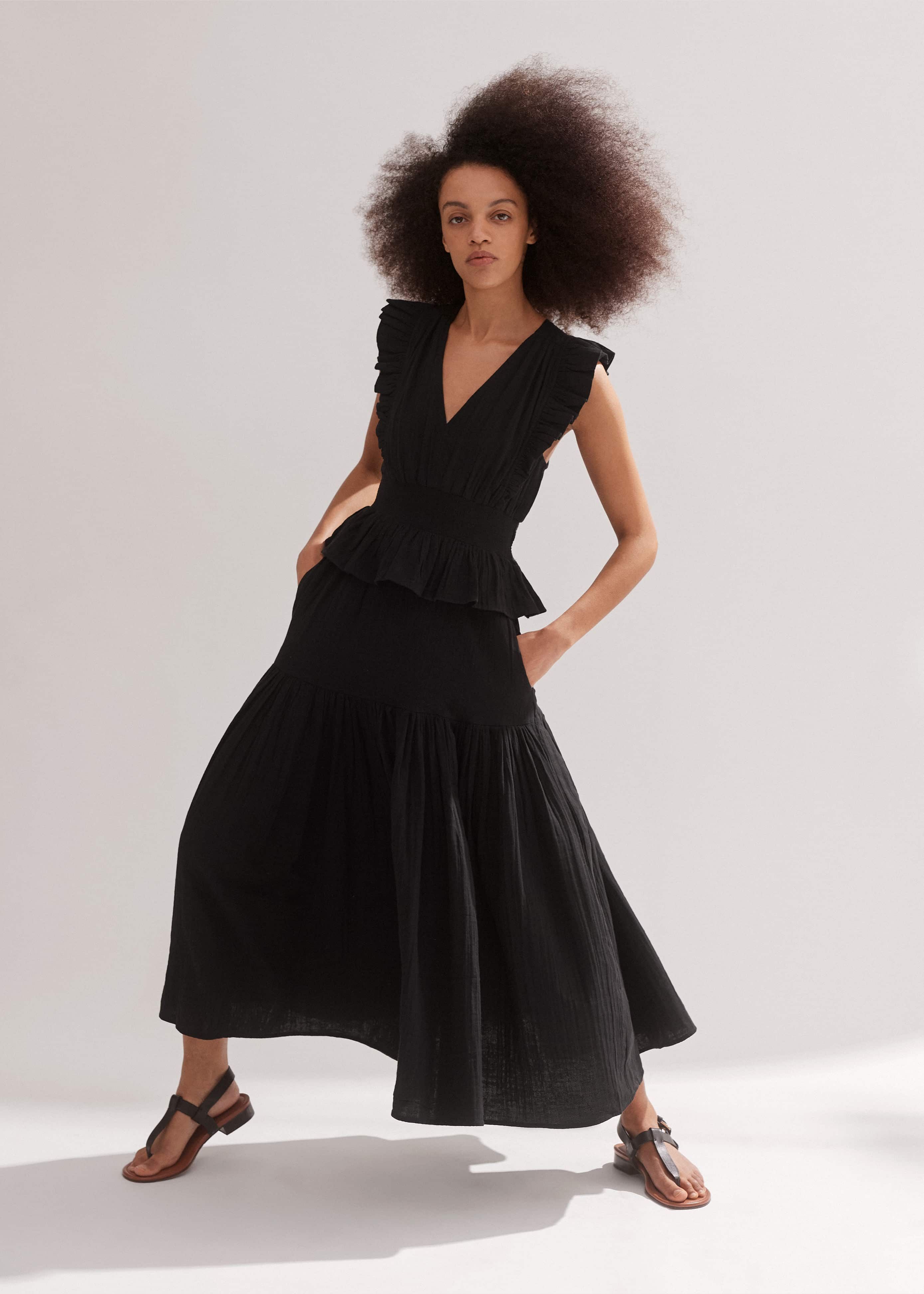 Women's Black Cheesecloth Maxi Dress | ME+EM