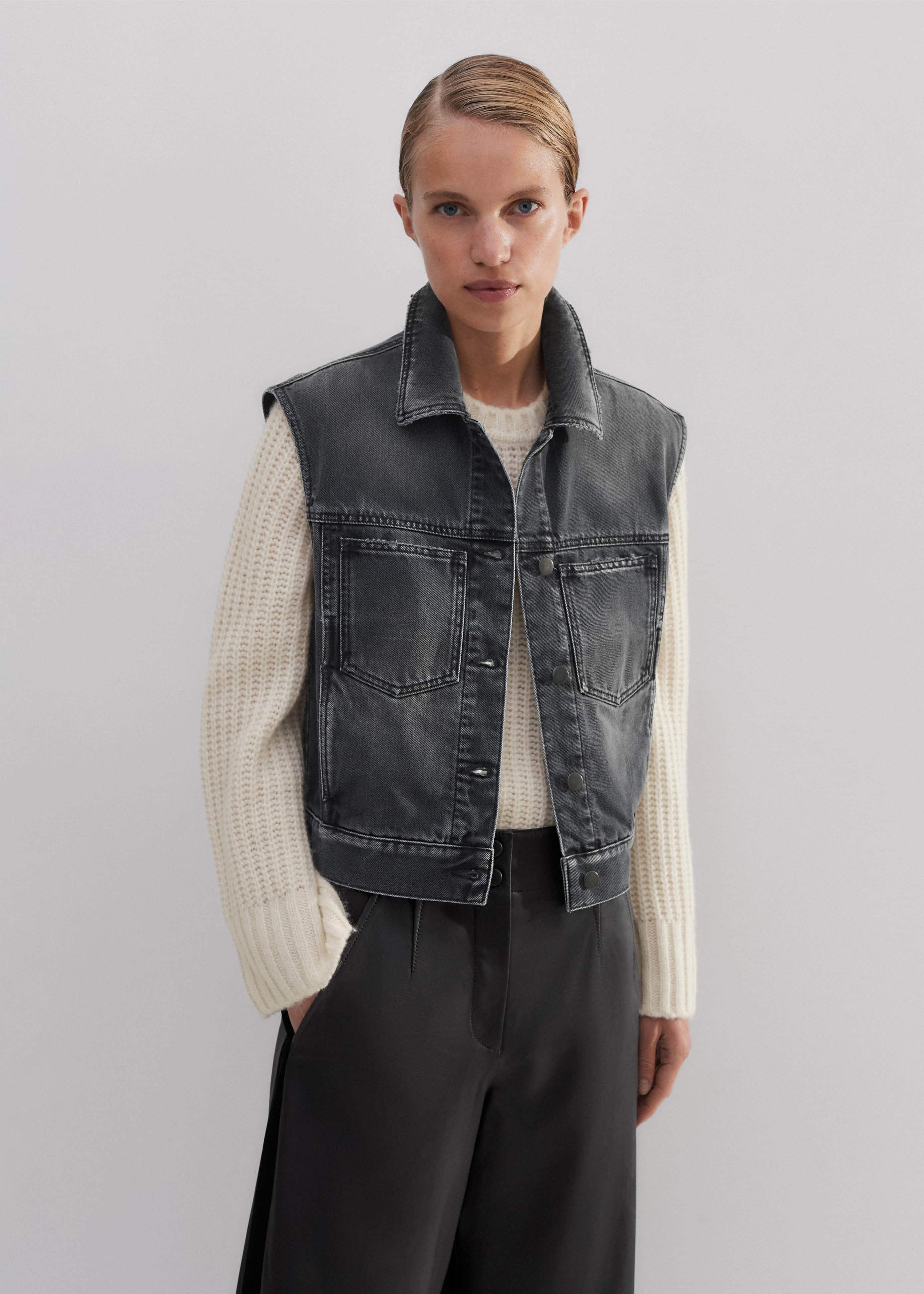 Women's Black Authentic Denim Vest | ME+EM