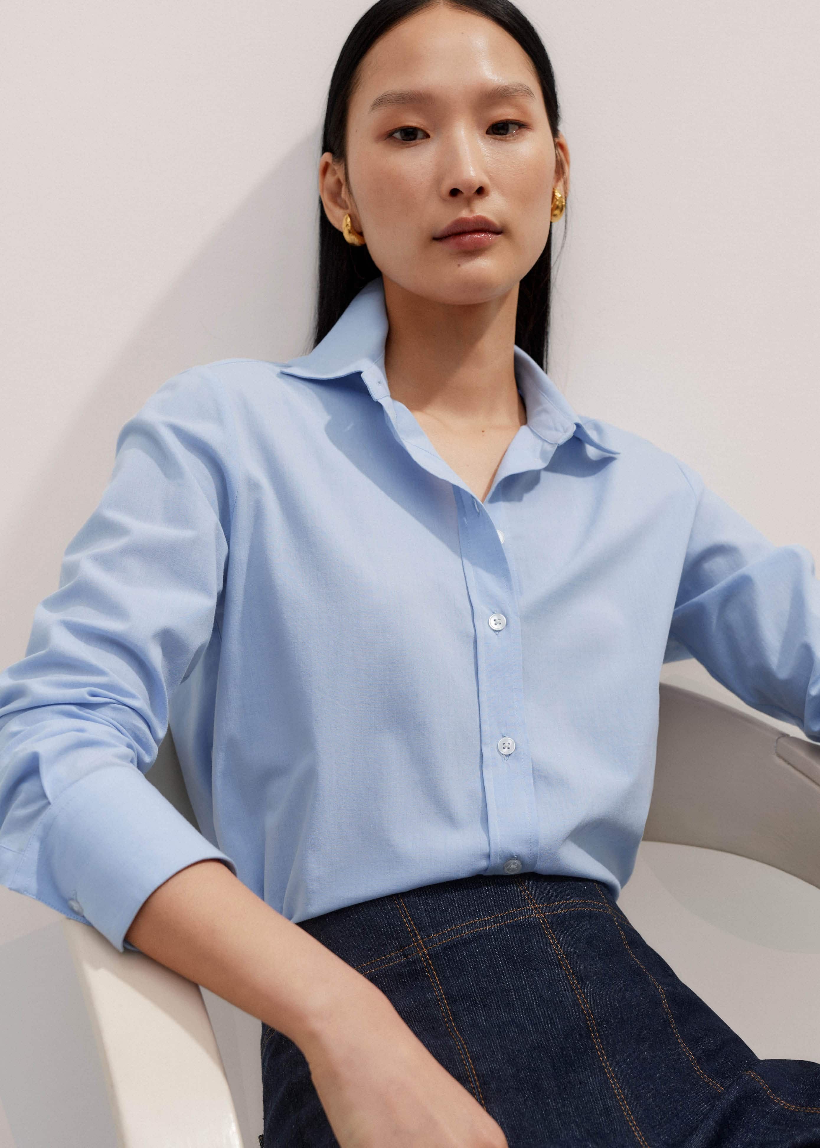 Women's Blue Travel Layering Shirt | ME+EM