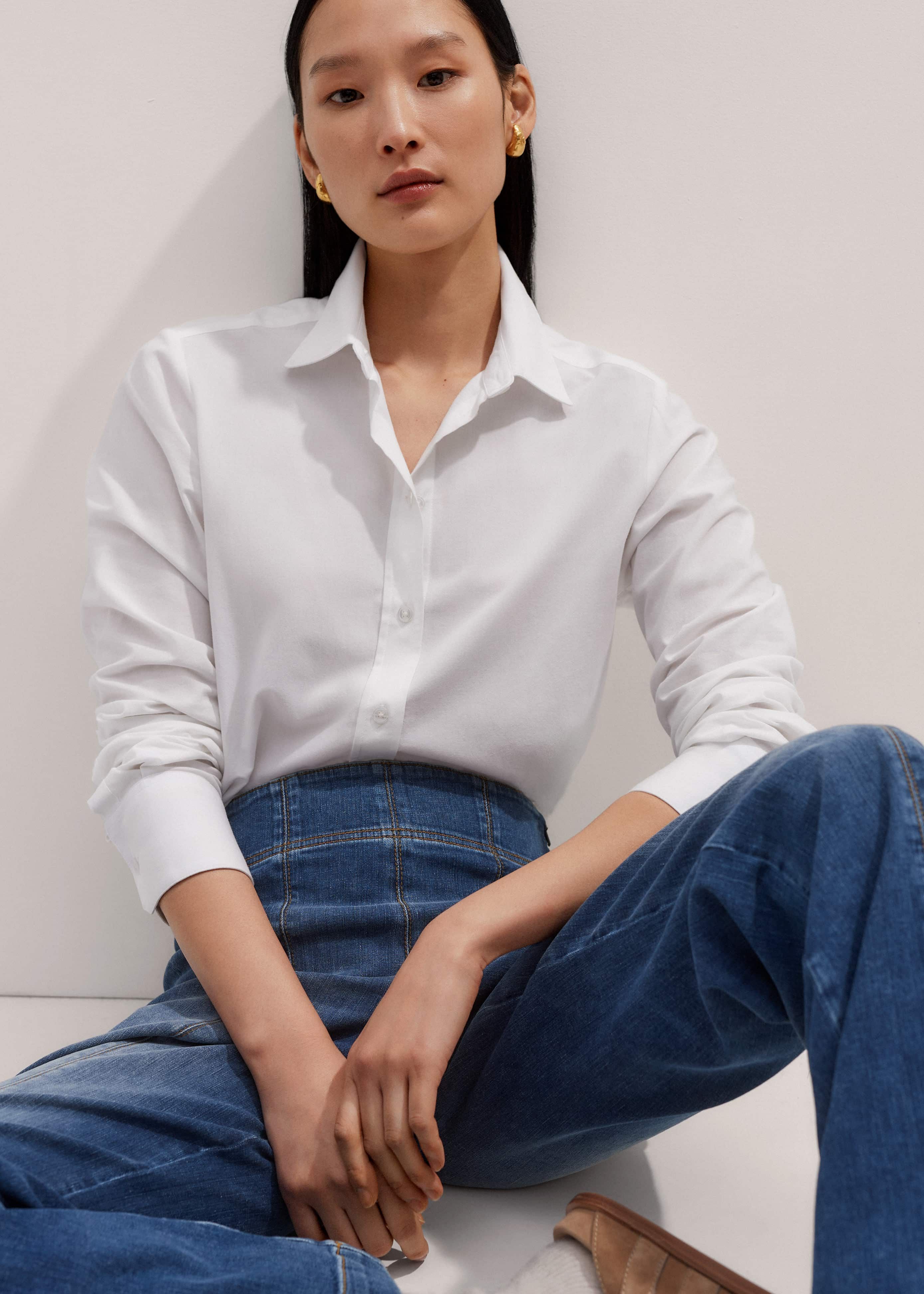 Women's White Travel Layering Shirt | ME+EM
