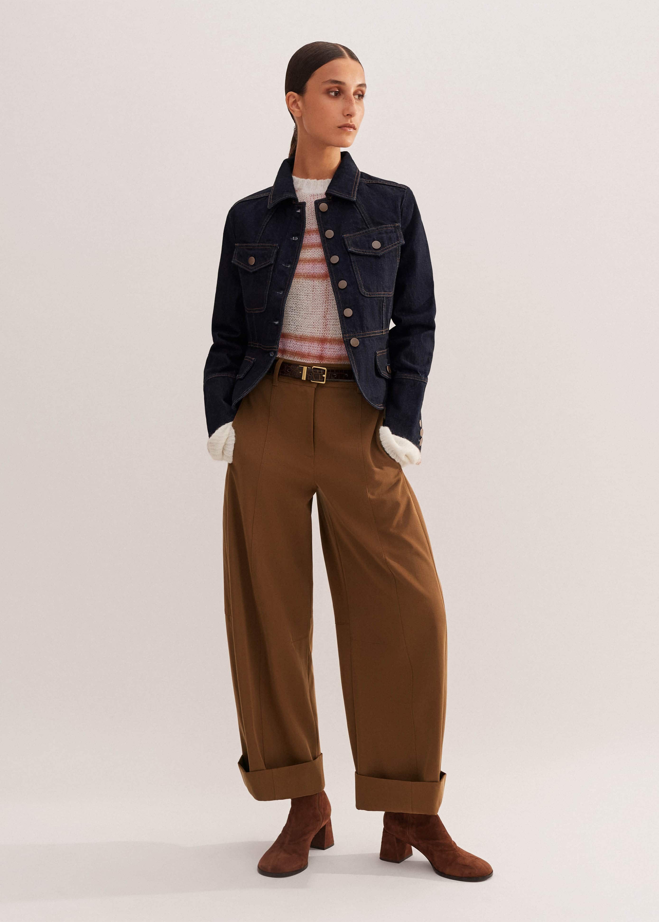 Women's Brown Exaggerated Barrel-Leg Pant | ME+EM