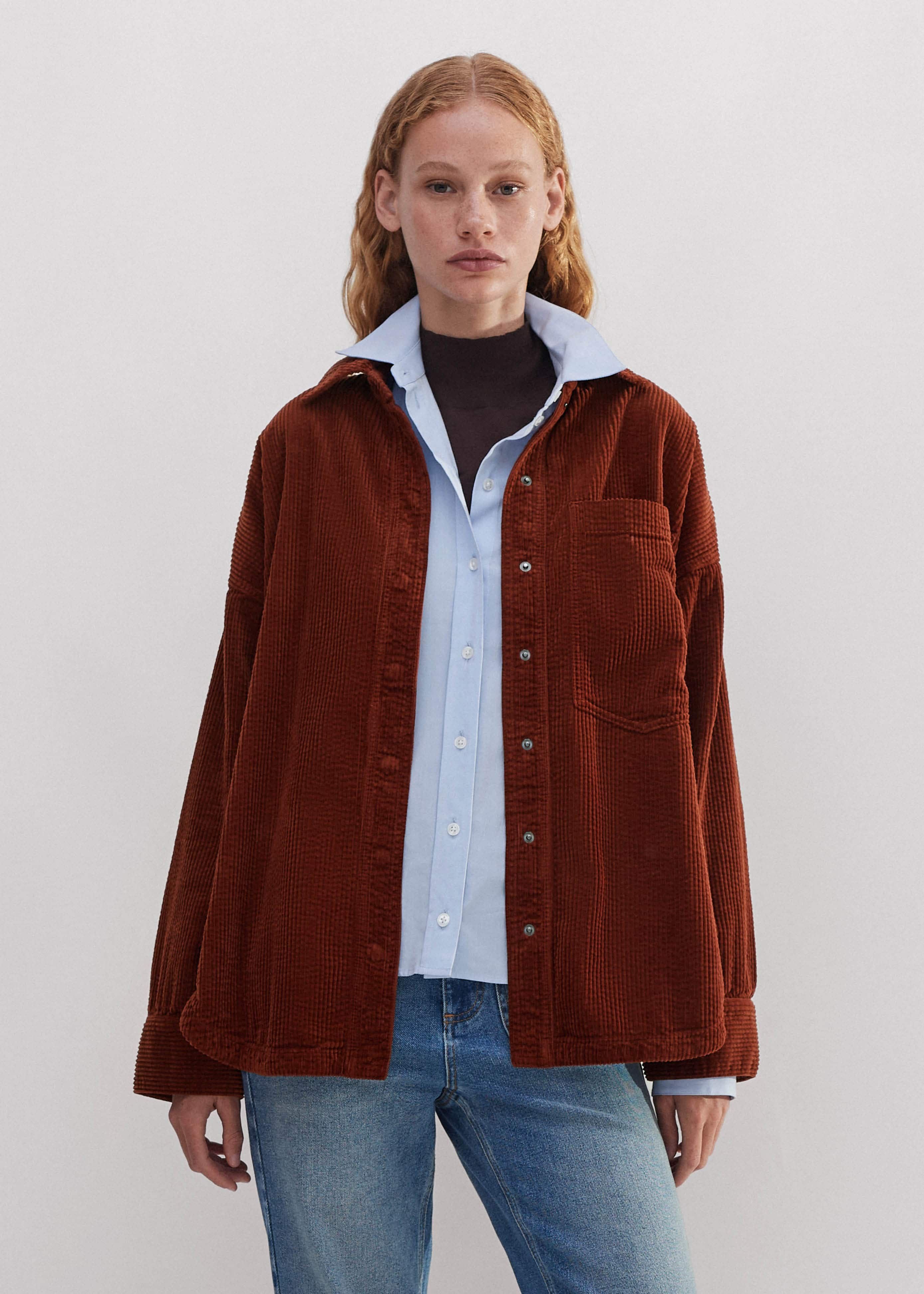 Women's Brown Oversized Cord Shacket | ME+EM