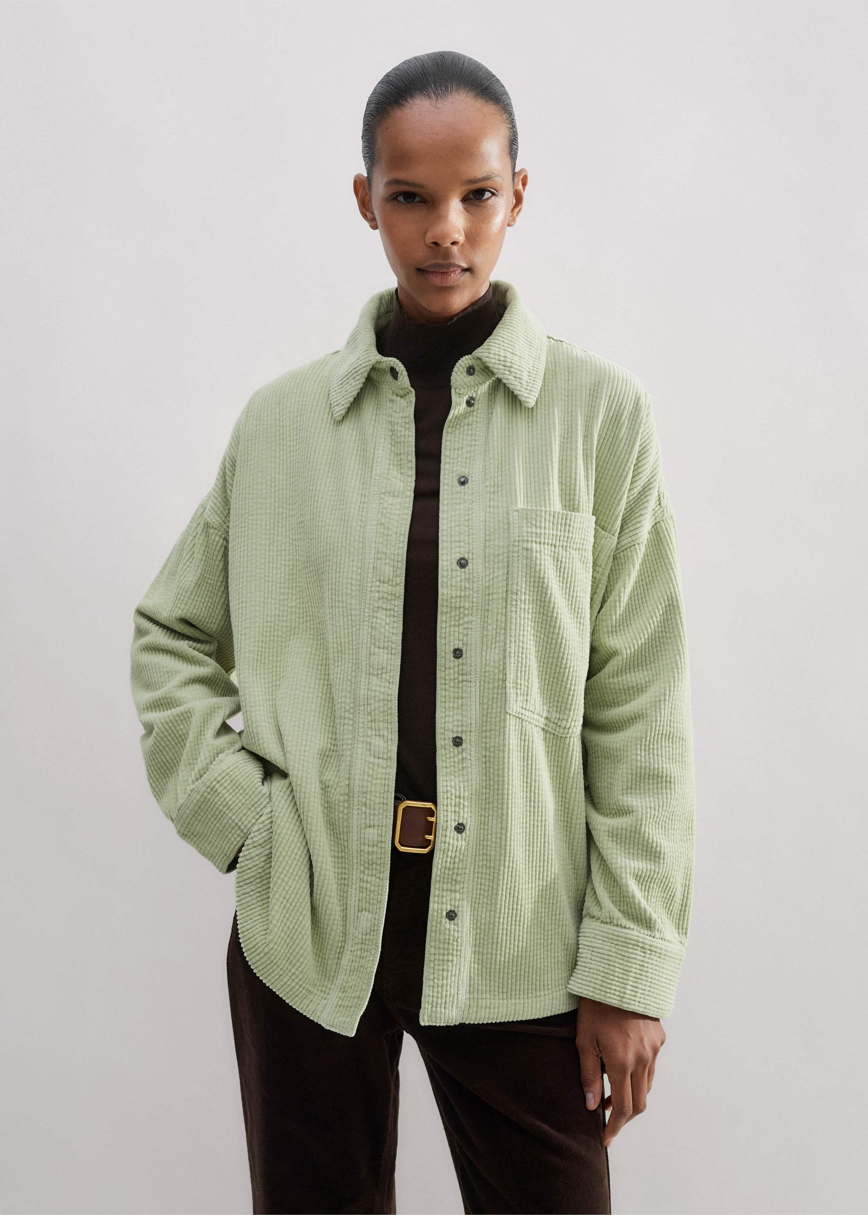 Women's Green Oversized Cord Shacket | ME+EM