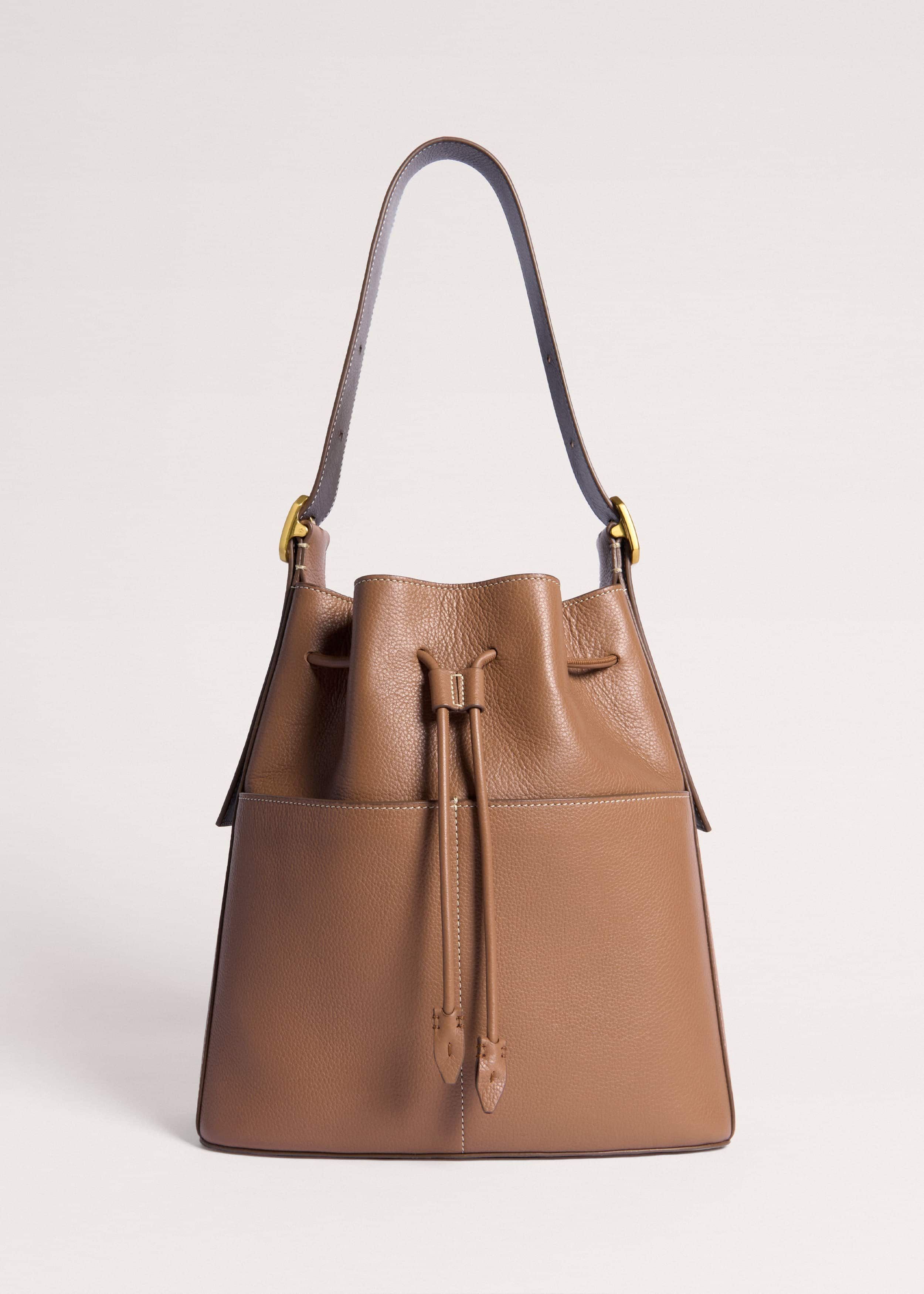 Women's Brown Drawstring Bucket Bag | ME+EM