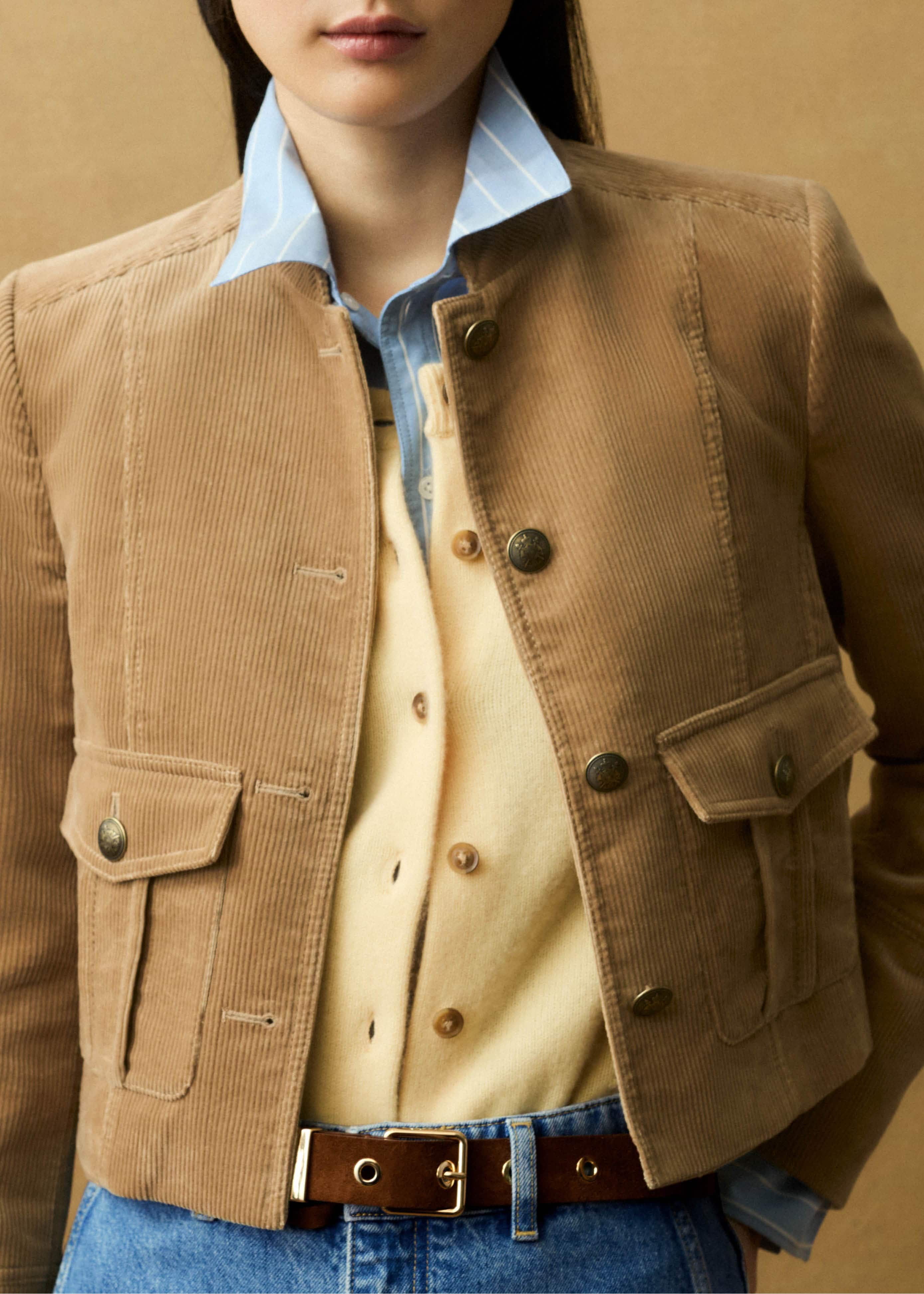 Women's Brown Cord Military Crop Jacket | ME+EM