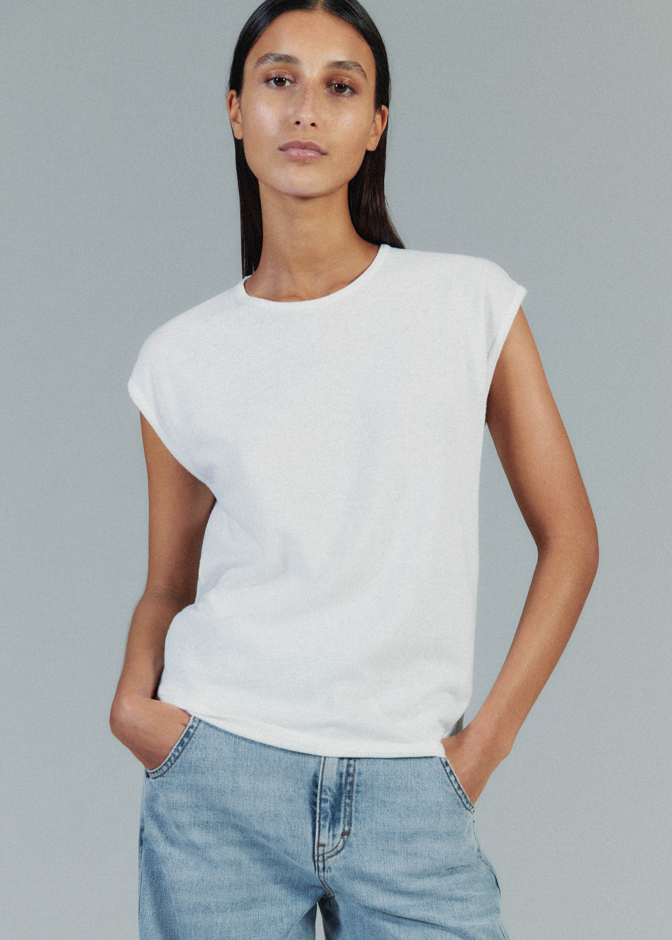 Women's White Soft Washed Muscle Tee | ME+EM