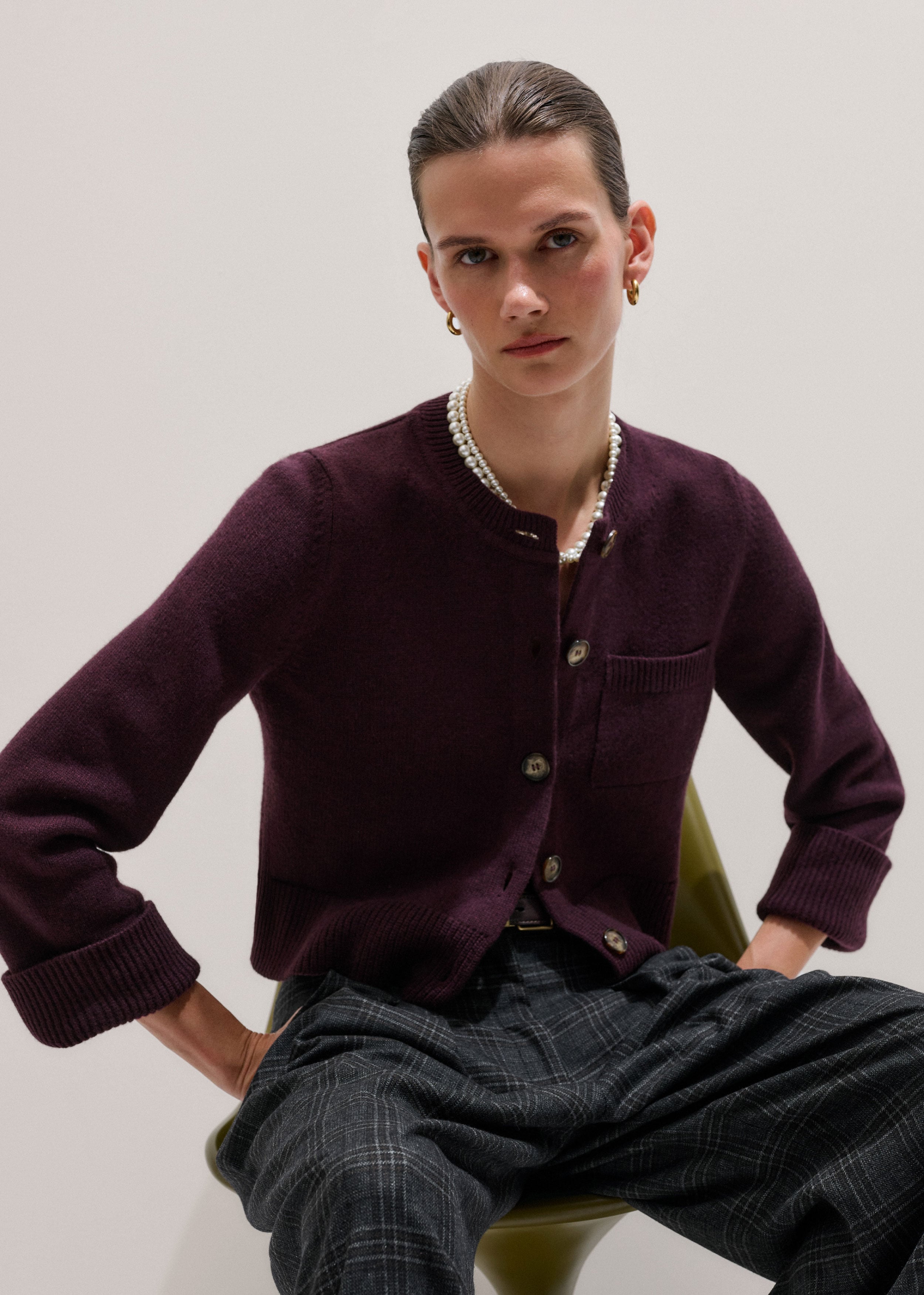 Women's Red Button-Through Straight Cardigan | ME+EM