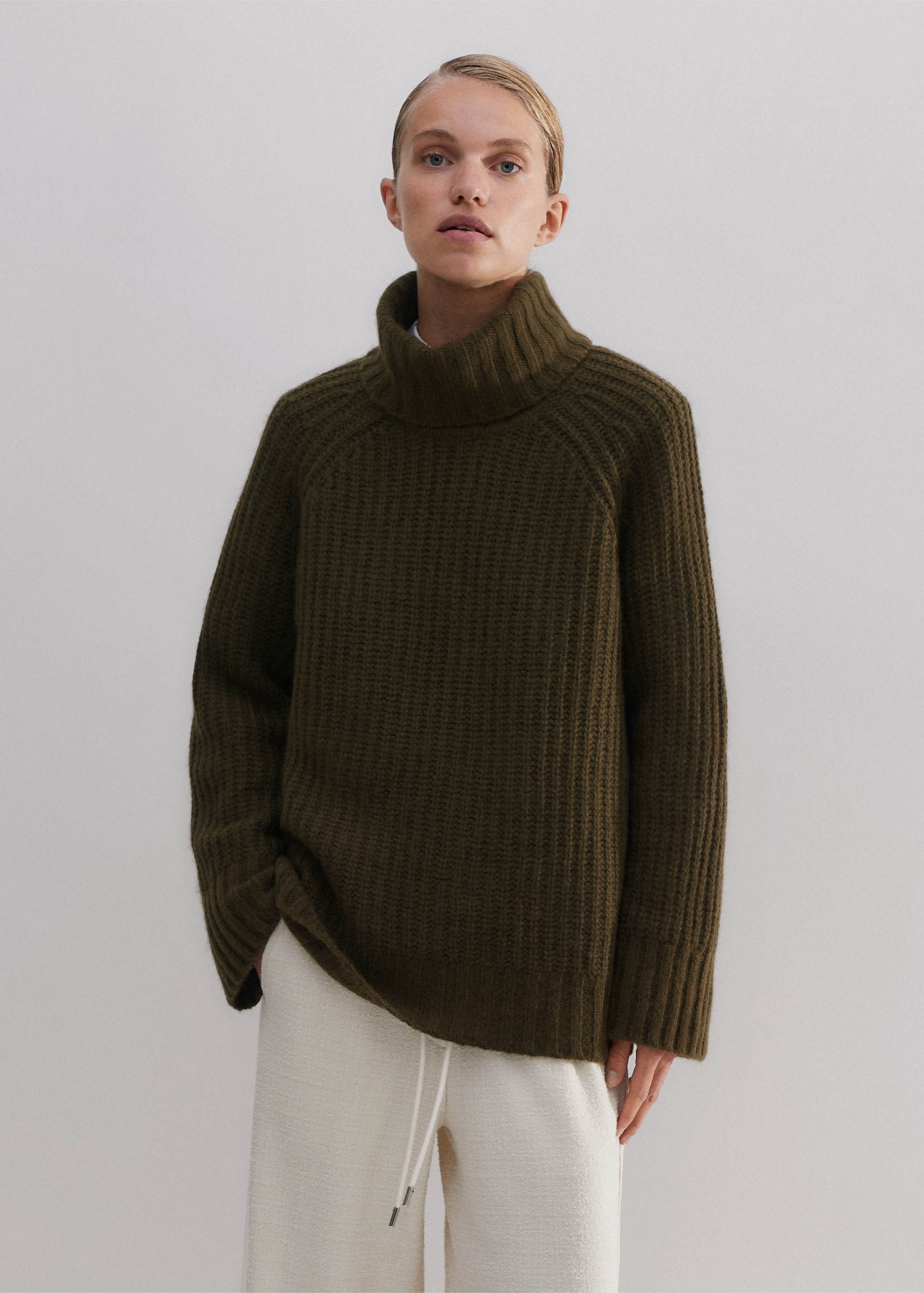 Women's Green Lofty Merino Cashmere Silk Jumper + Snood | ME+EM