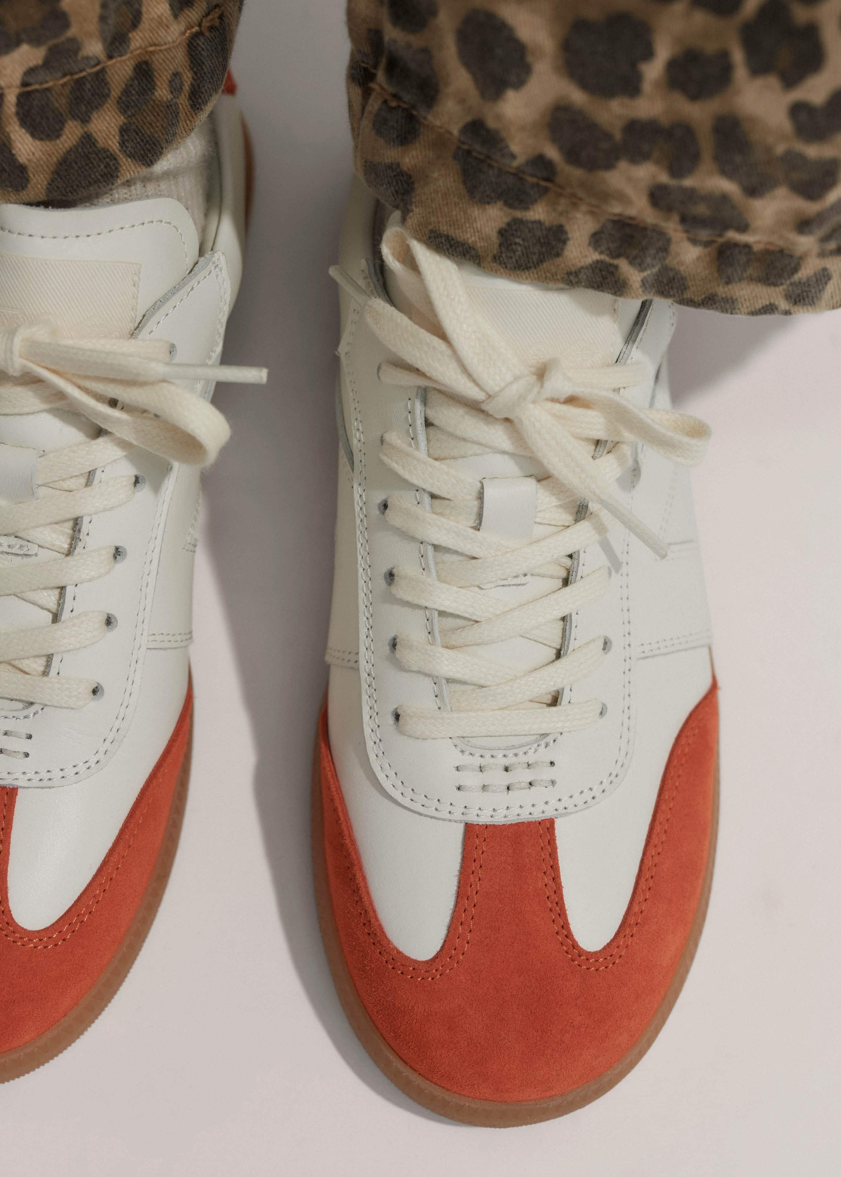 Women's White + Orange Retro Trainer | ME+EM