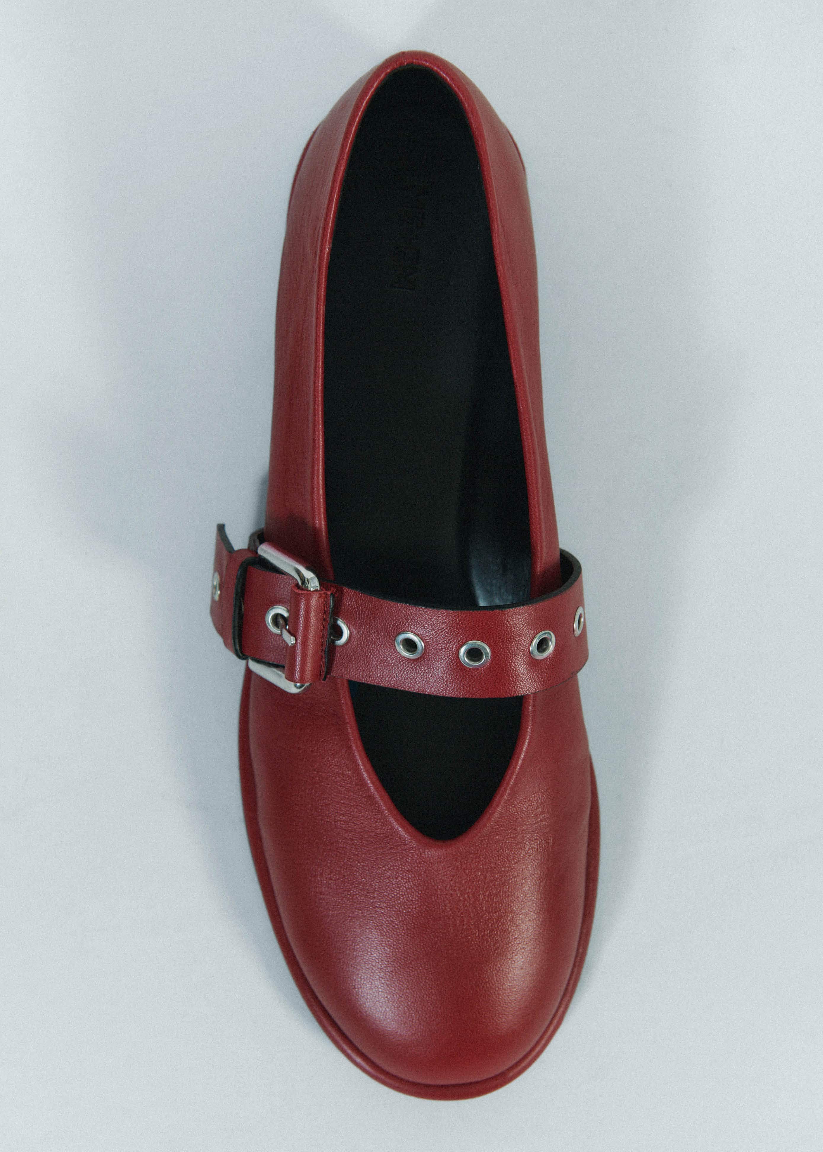 Women's Red Eyelet Buckle Ballerina Flat | ME+EM