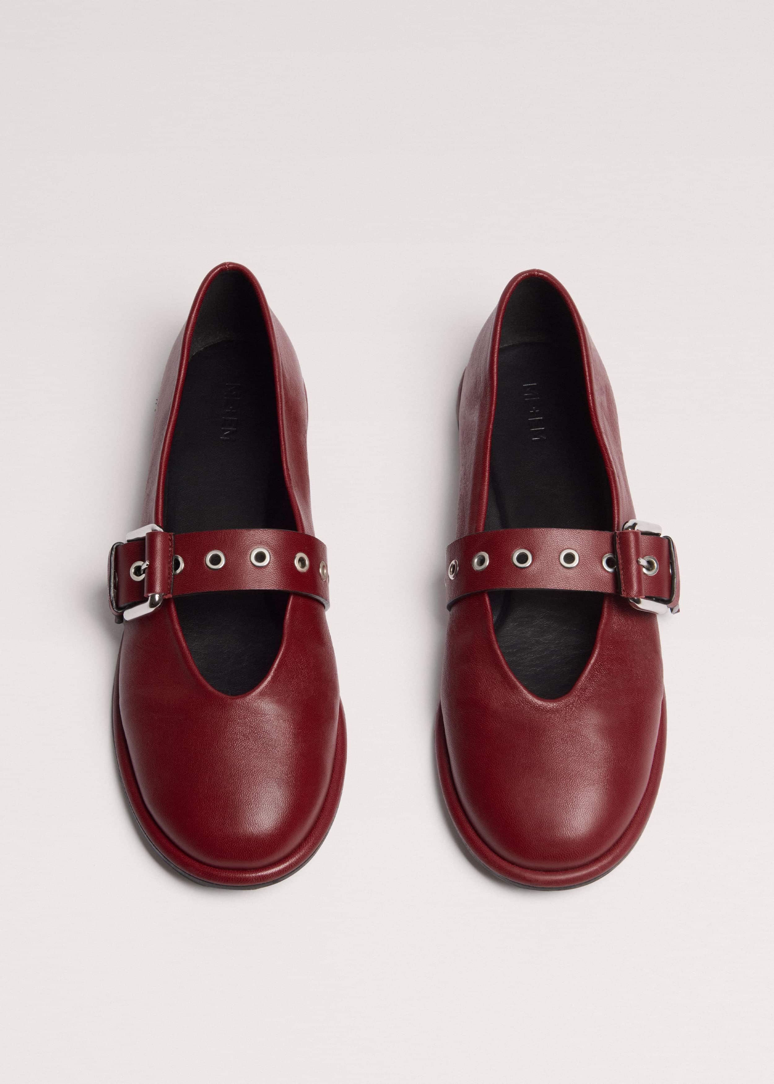 Women's Red Eyelet Buckle Ballerina Flat | ME+EM