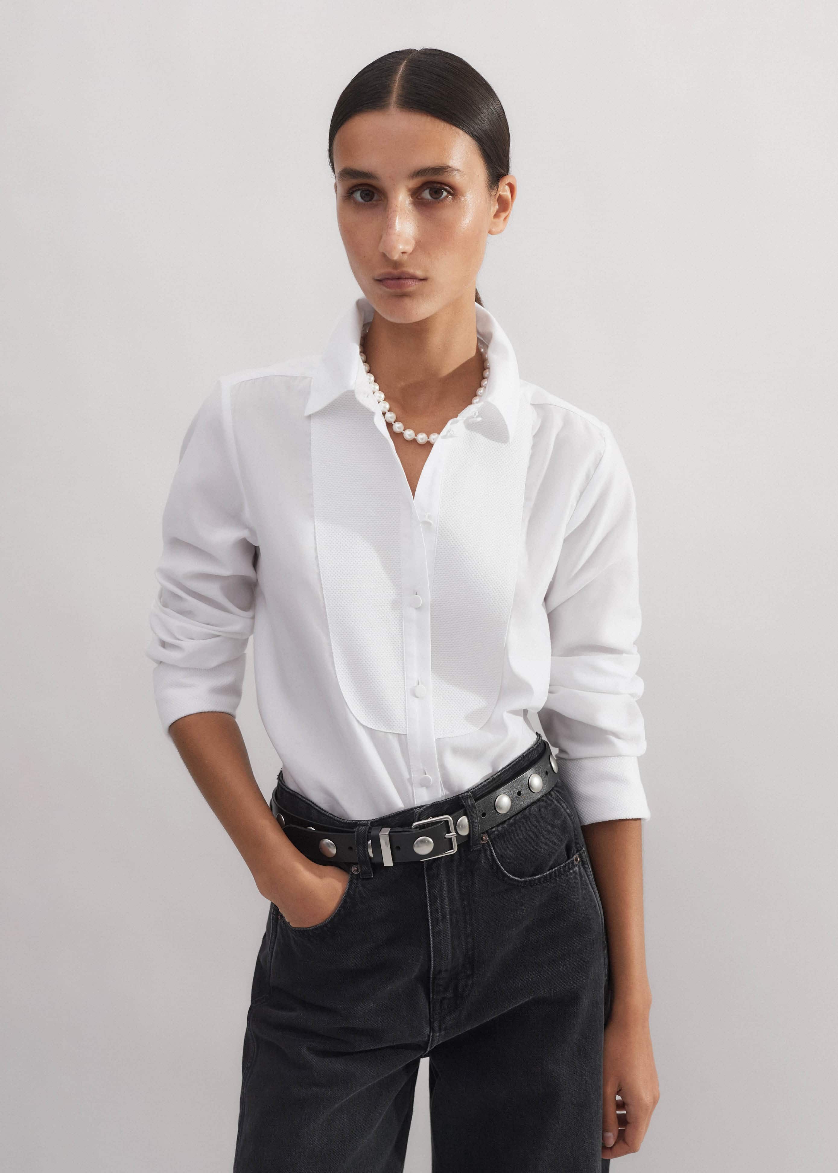 Women's White Impossibly Soft Forever Tux Shirt | ME+EM