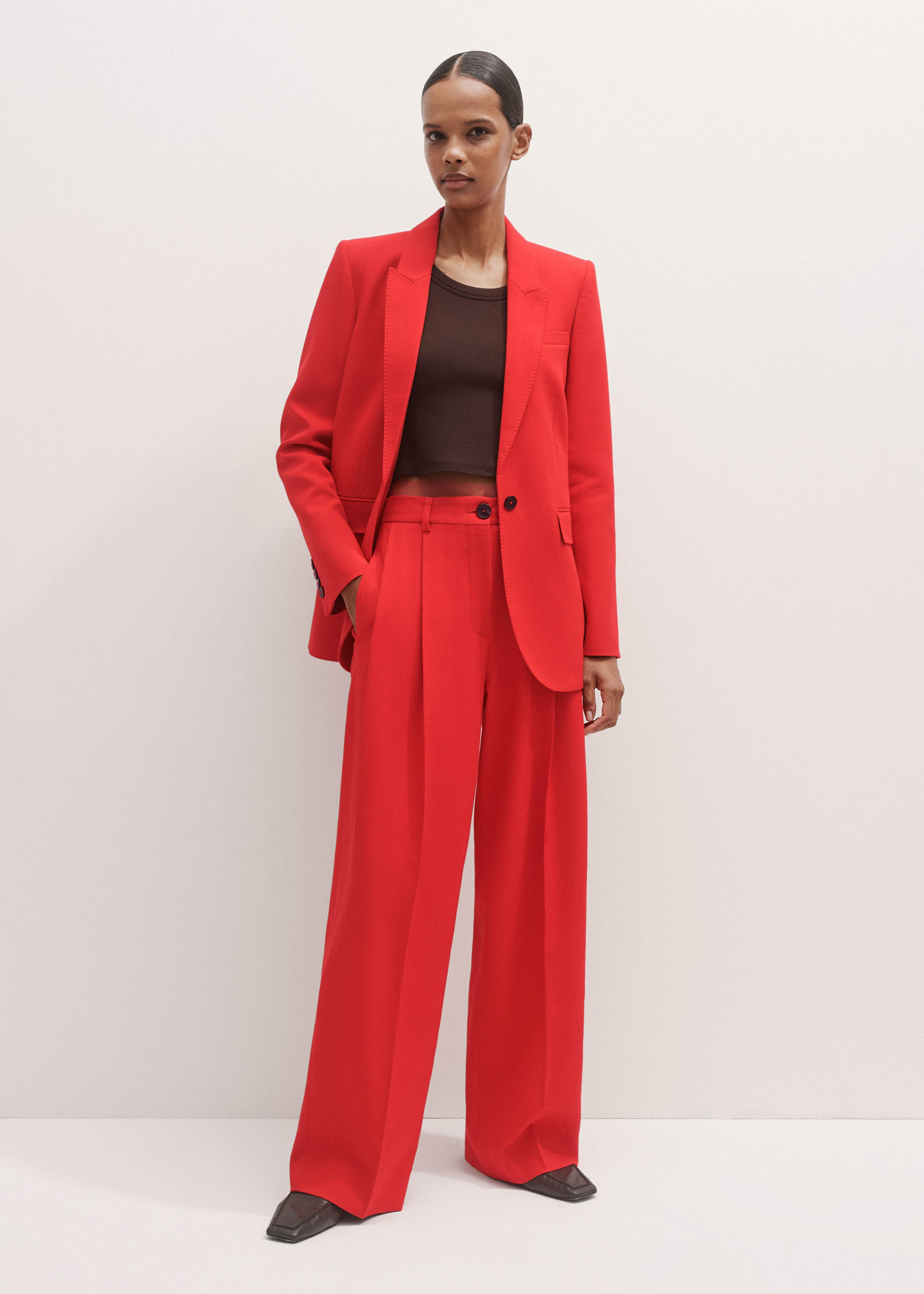 Women's Red Exaggerated Tapered Trouser | ME+EM