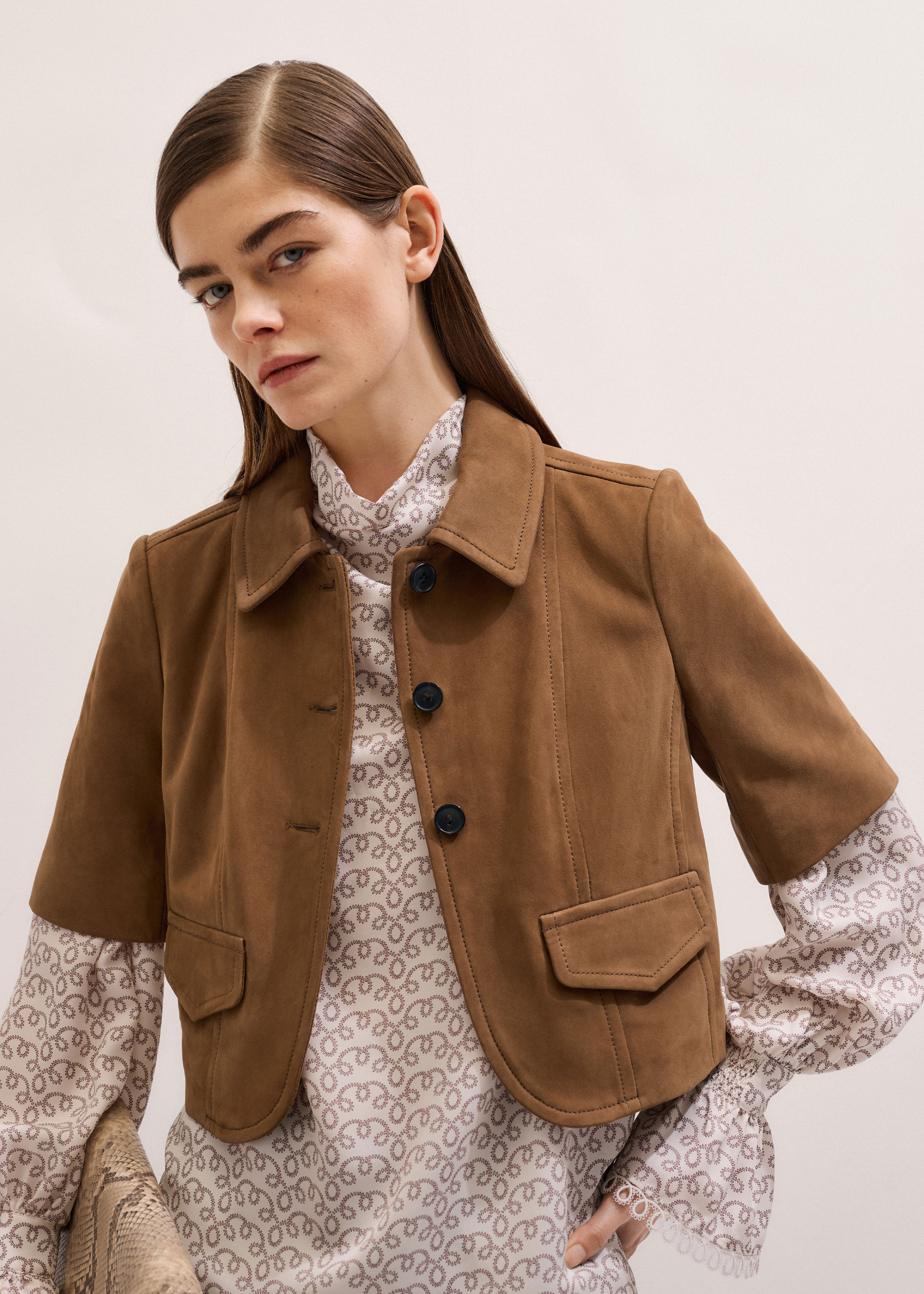 Women's Brown Everyday Short Sleeve Jacket | ME+EM