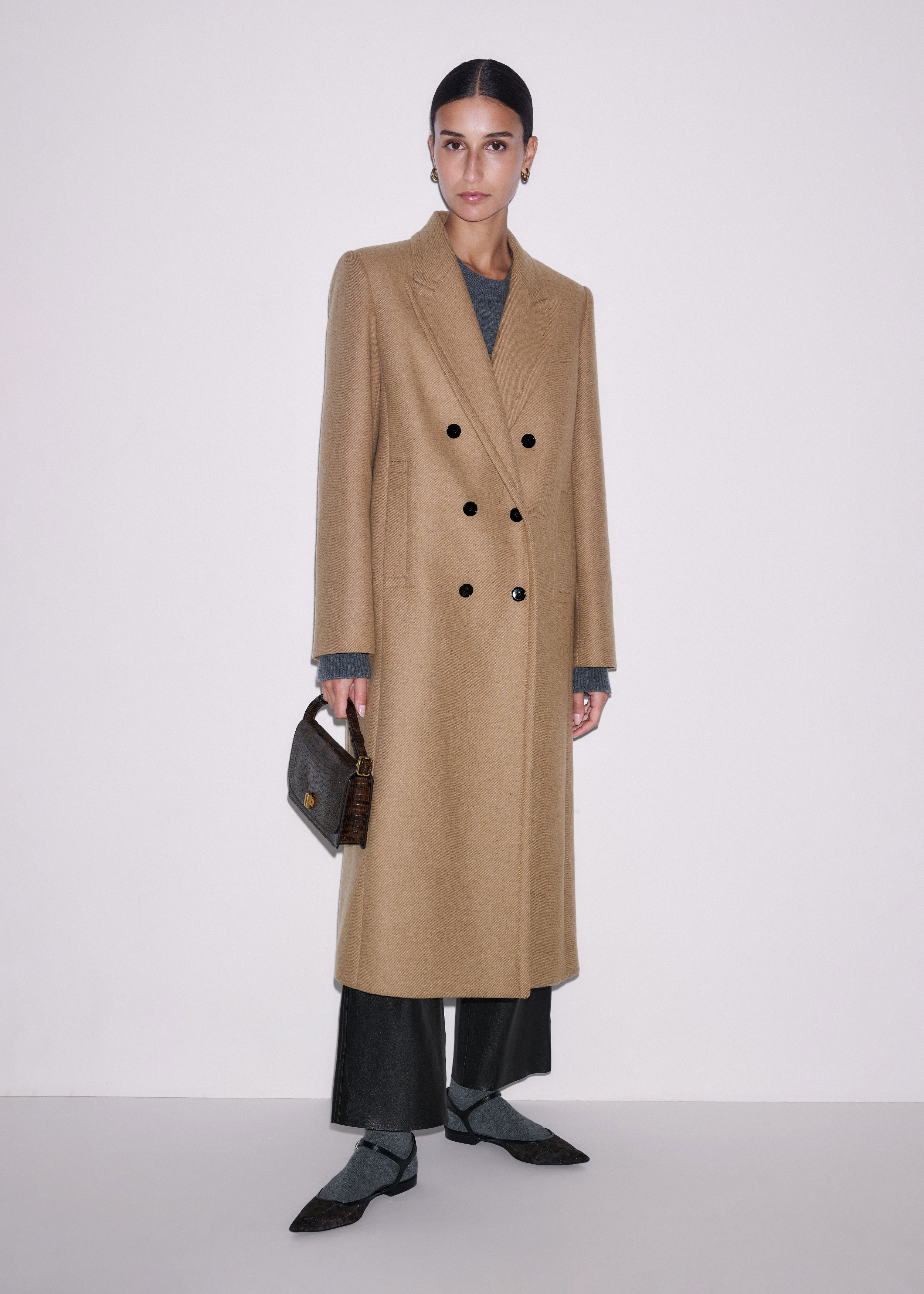 Women's Brown Double-Breasted Coat | ME+EM