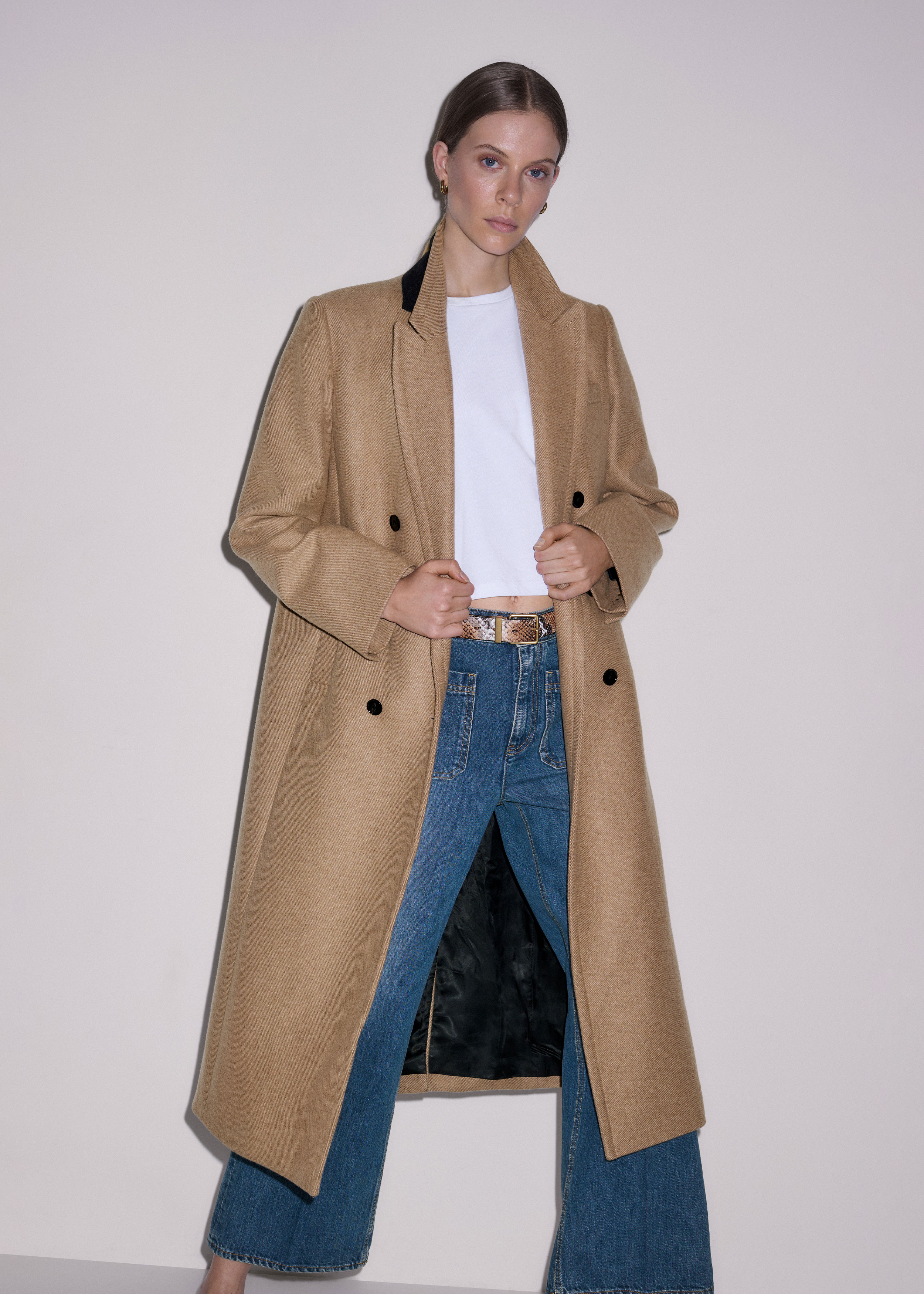 Women's Brown Double-Breasted Coat | ME+EM