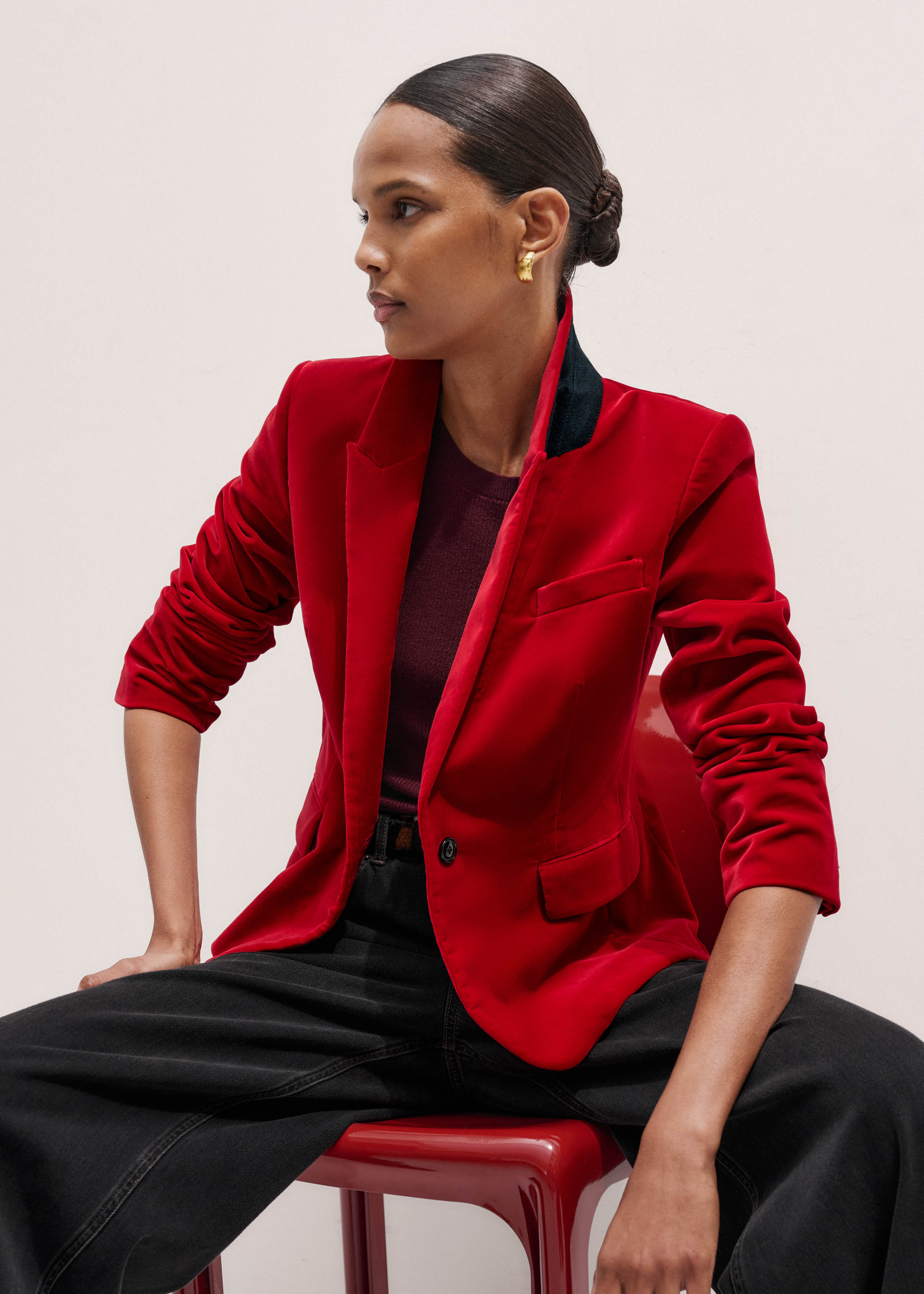 red fitted blazer