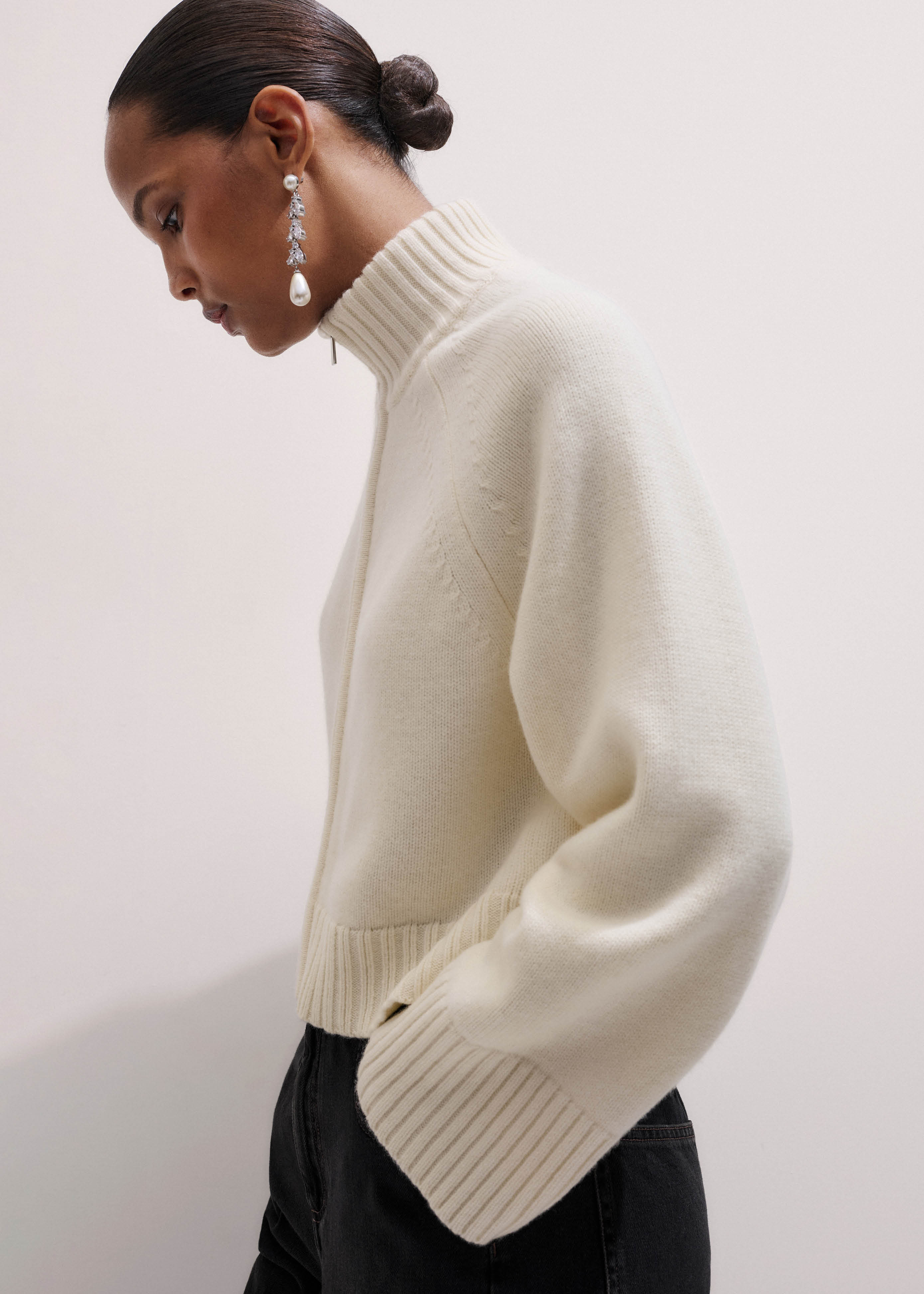 Women's Cream Two-Way Zip Jacket | ME+EM