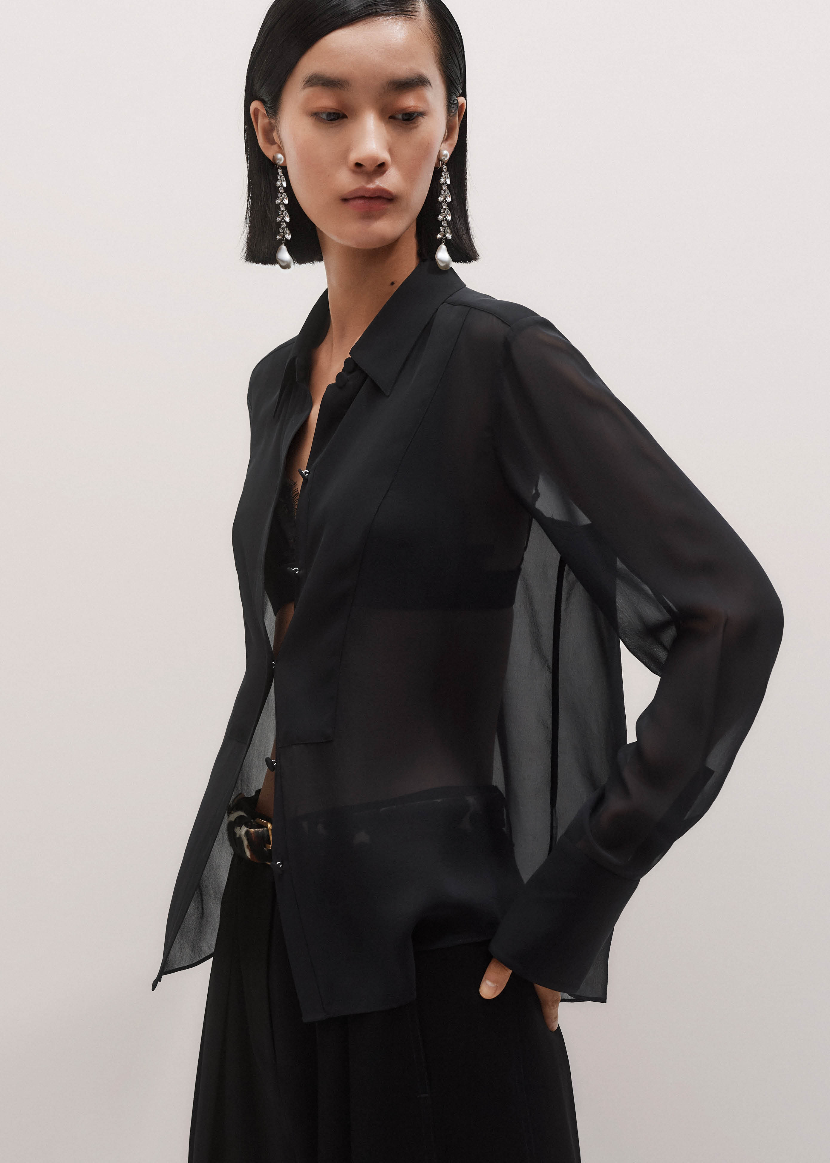 evening blouses black