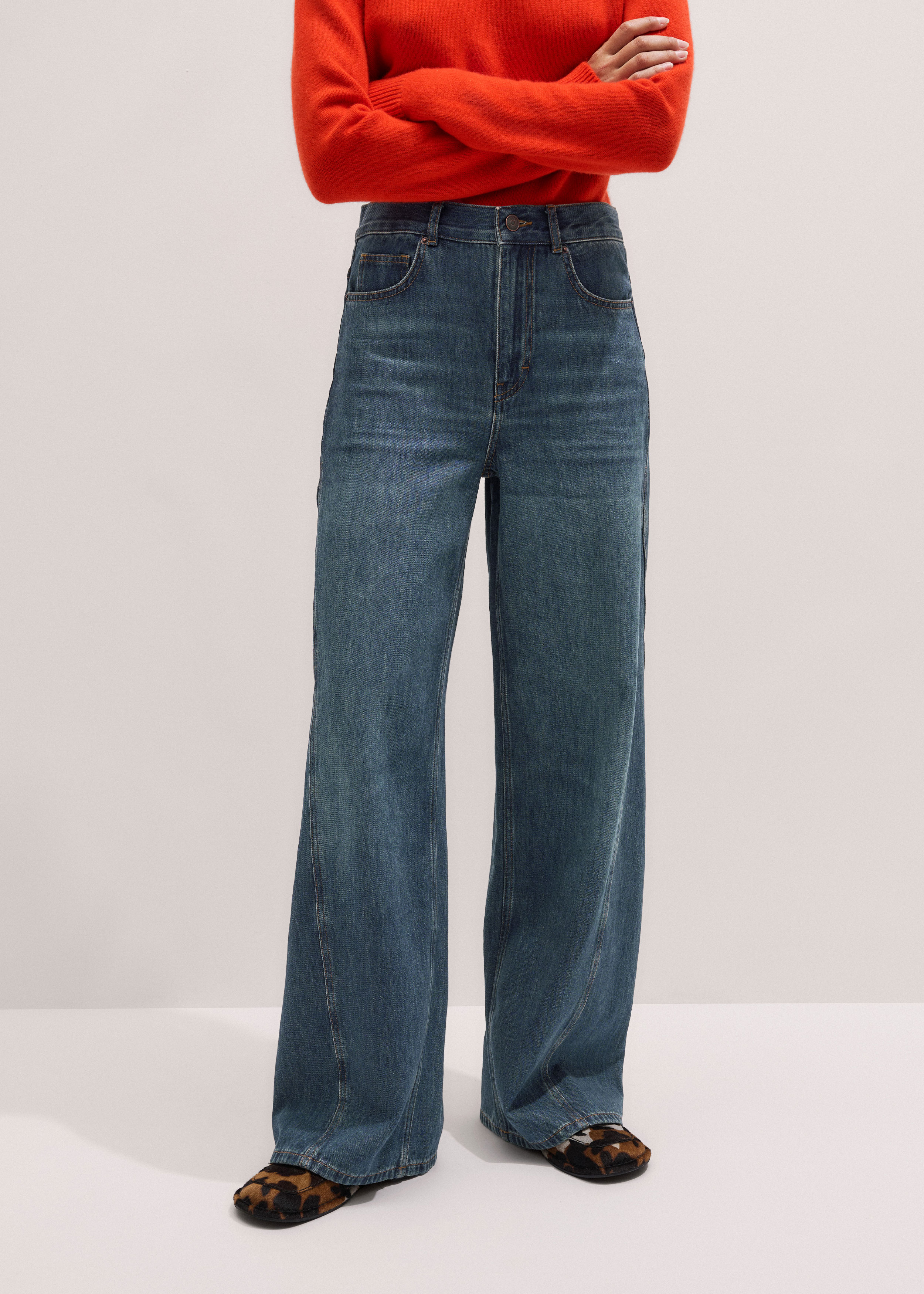 Women's Blue Relaxed Straight Insert Jean | ME+EM