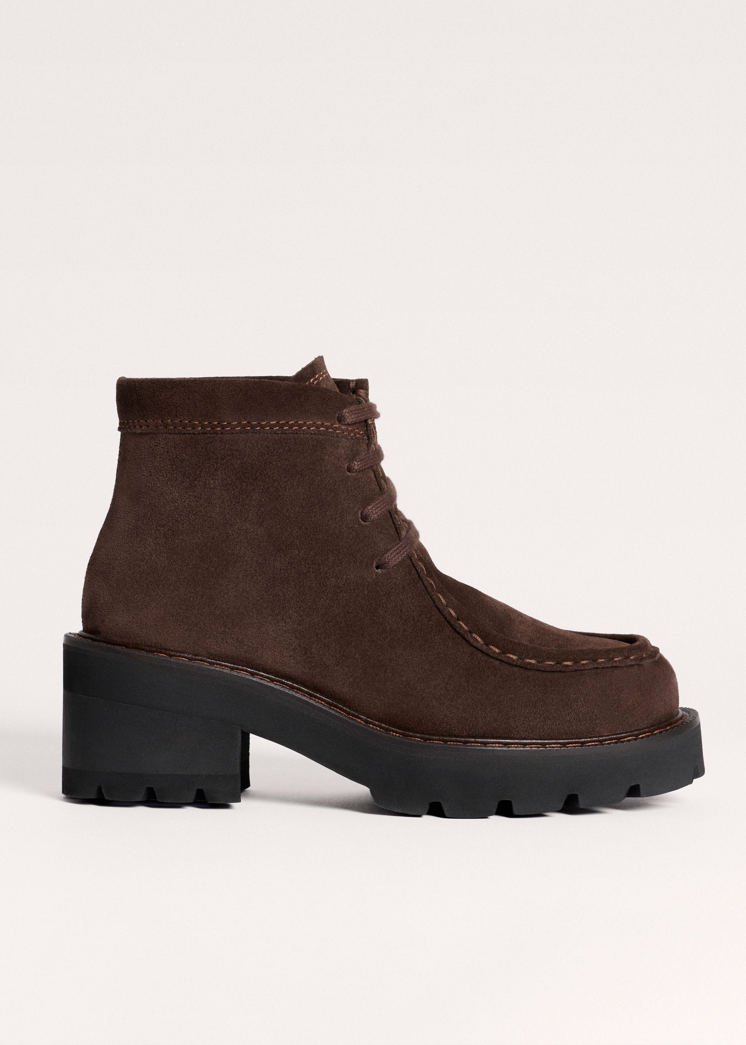 Women's Brown Chunky Lace Up Ankle Boot | ME+EM