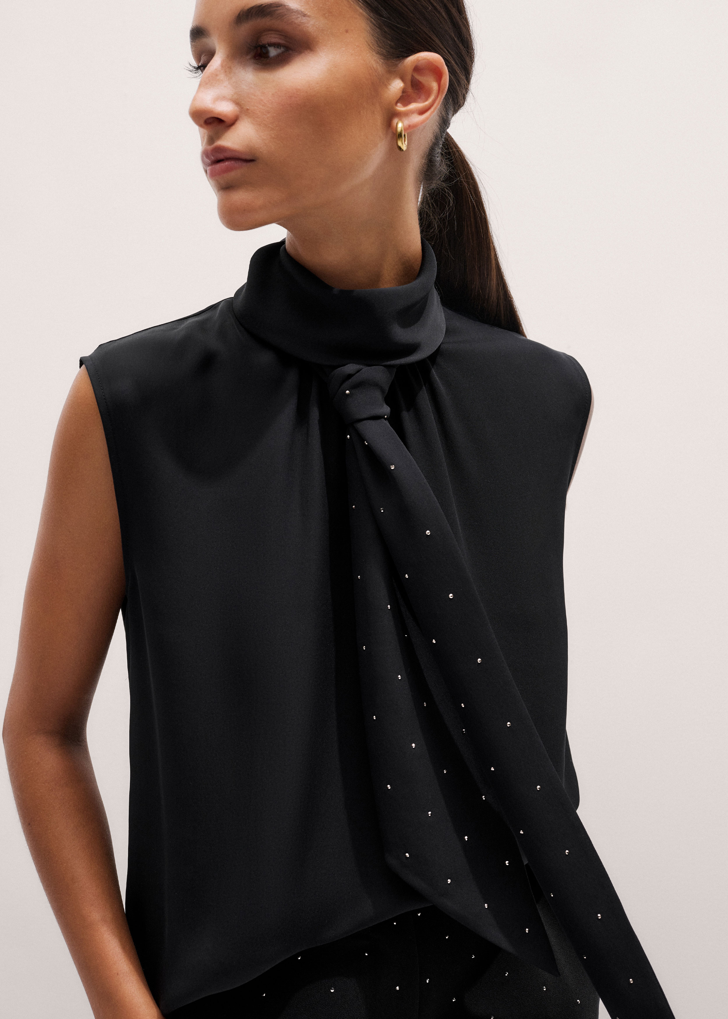 Women's Silk AM-PM Sleeveless Top + Crystal Embellished Scarf | ME+EM