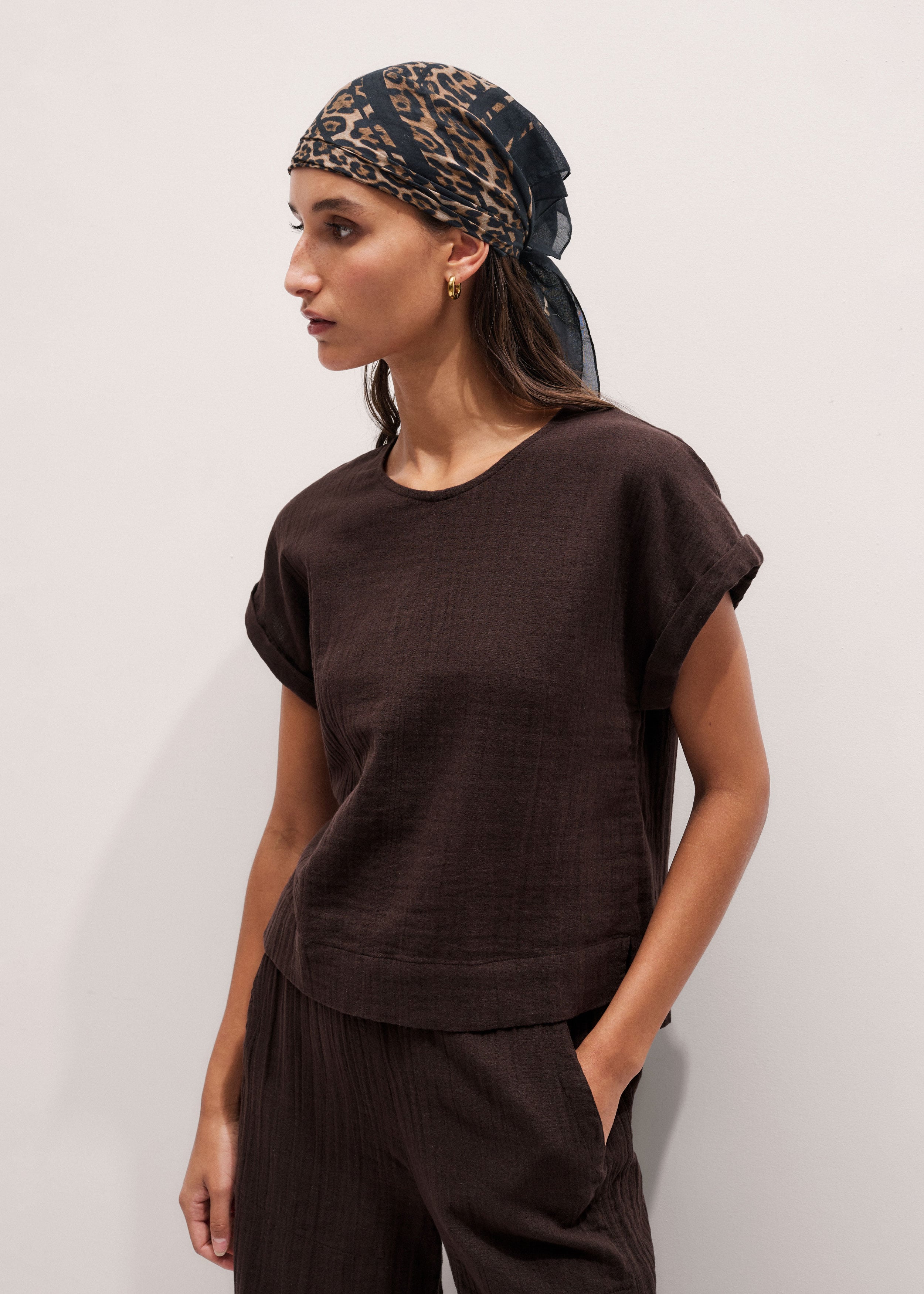 Women's Brown Cheesecloth T-Shirt | ME+EM
