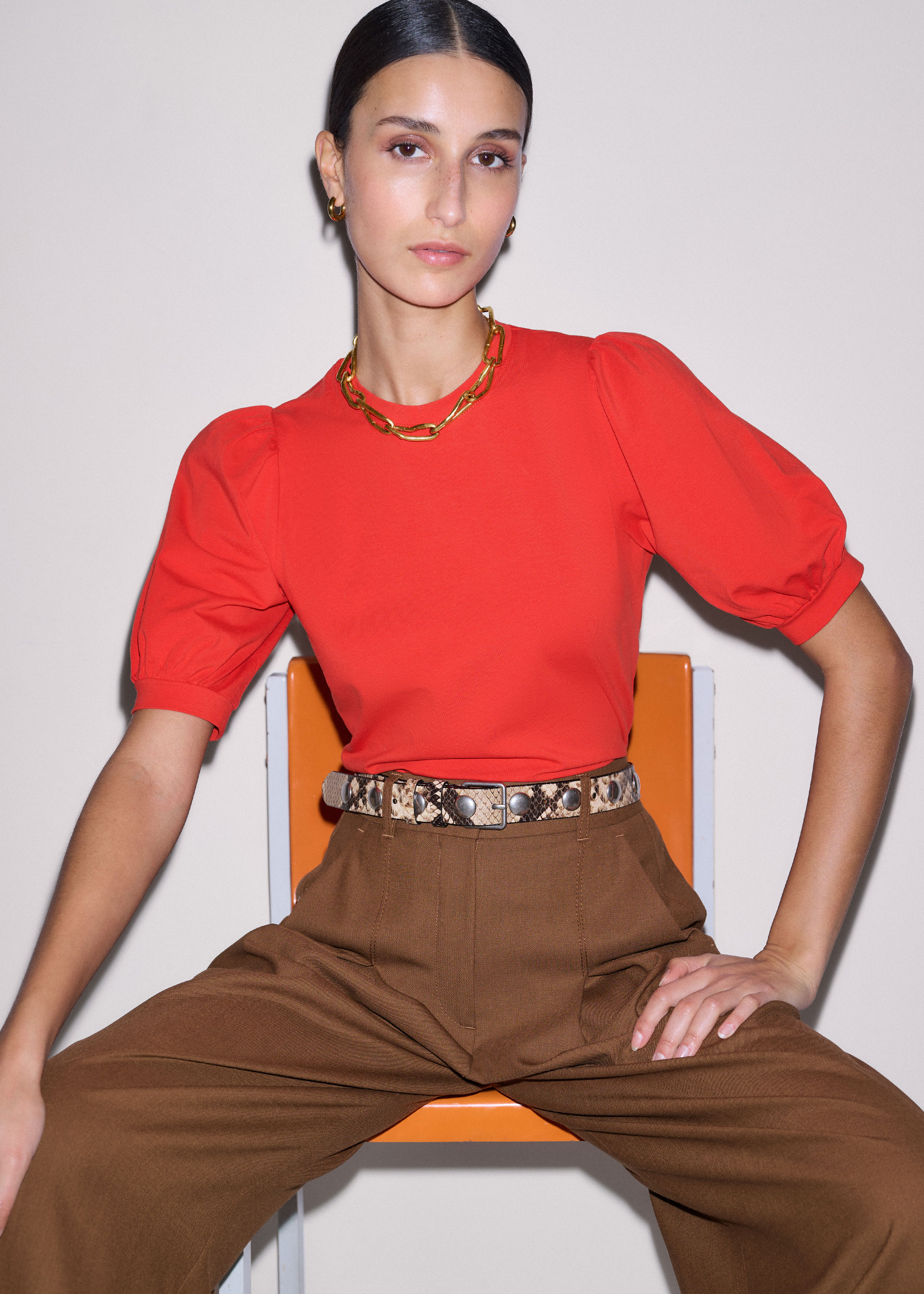 Women's Red Feminine Sleeve Tee | ME+EM