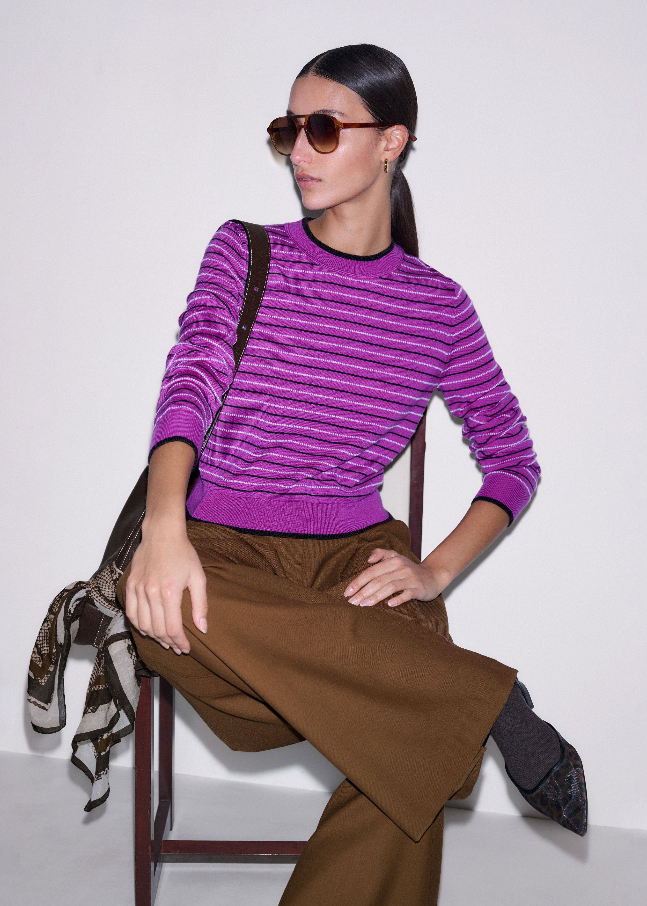Women's Textured Stripe Straight Jumper | ME+EM