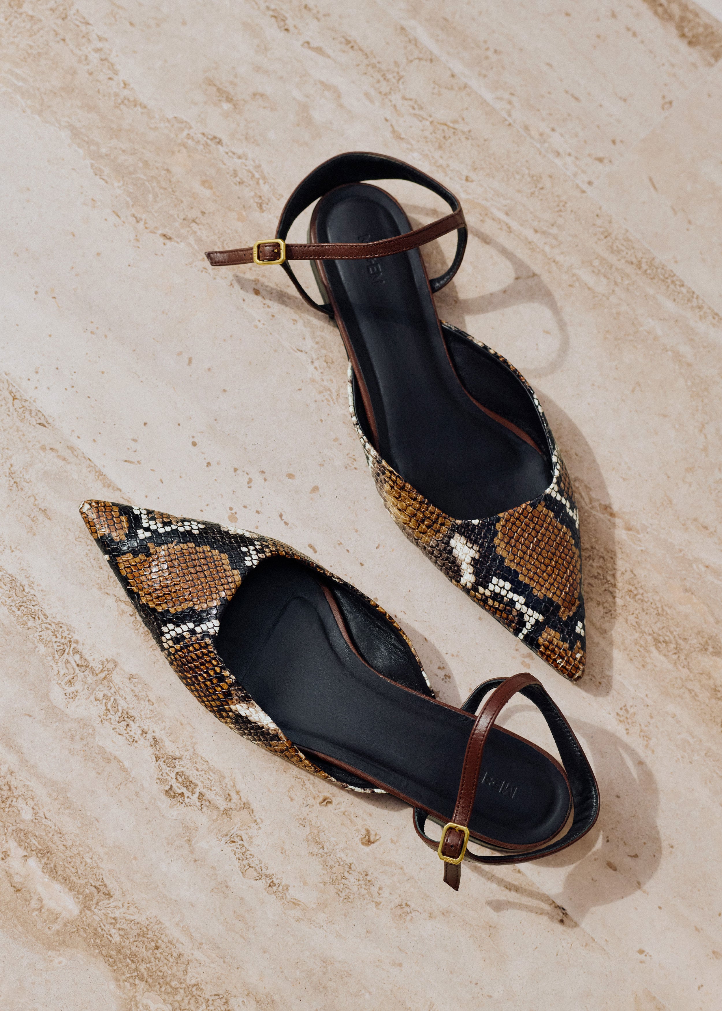 Women's Brown Point Toe Flat | ME+EM