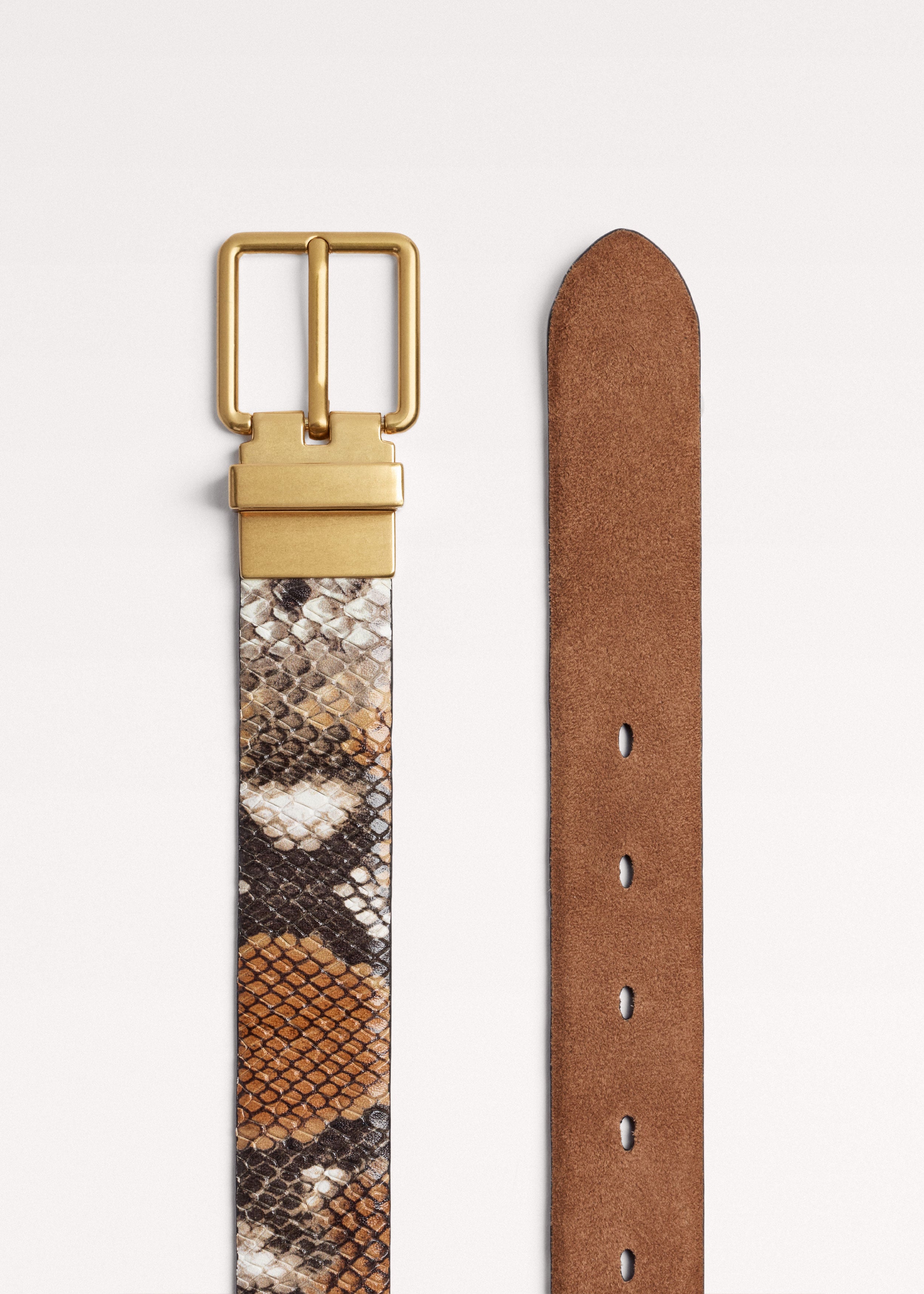 Women's Tan Snake Print Reversible Belt | ME+EM
