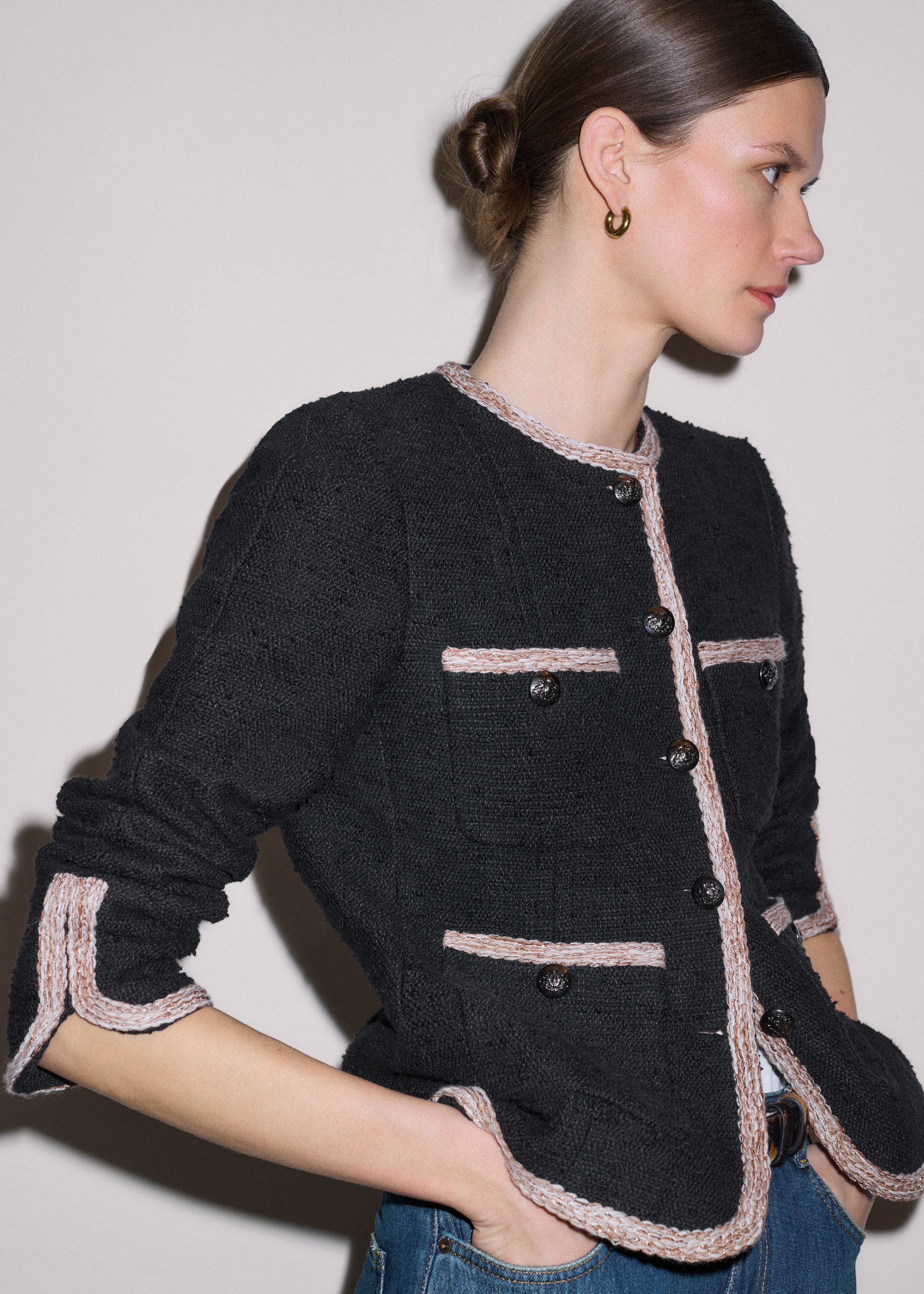 Women's Black Straight Fit Jacket | ME+EM